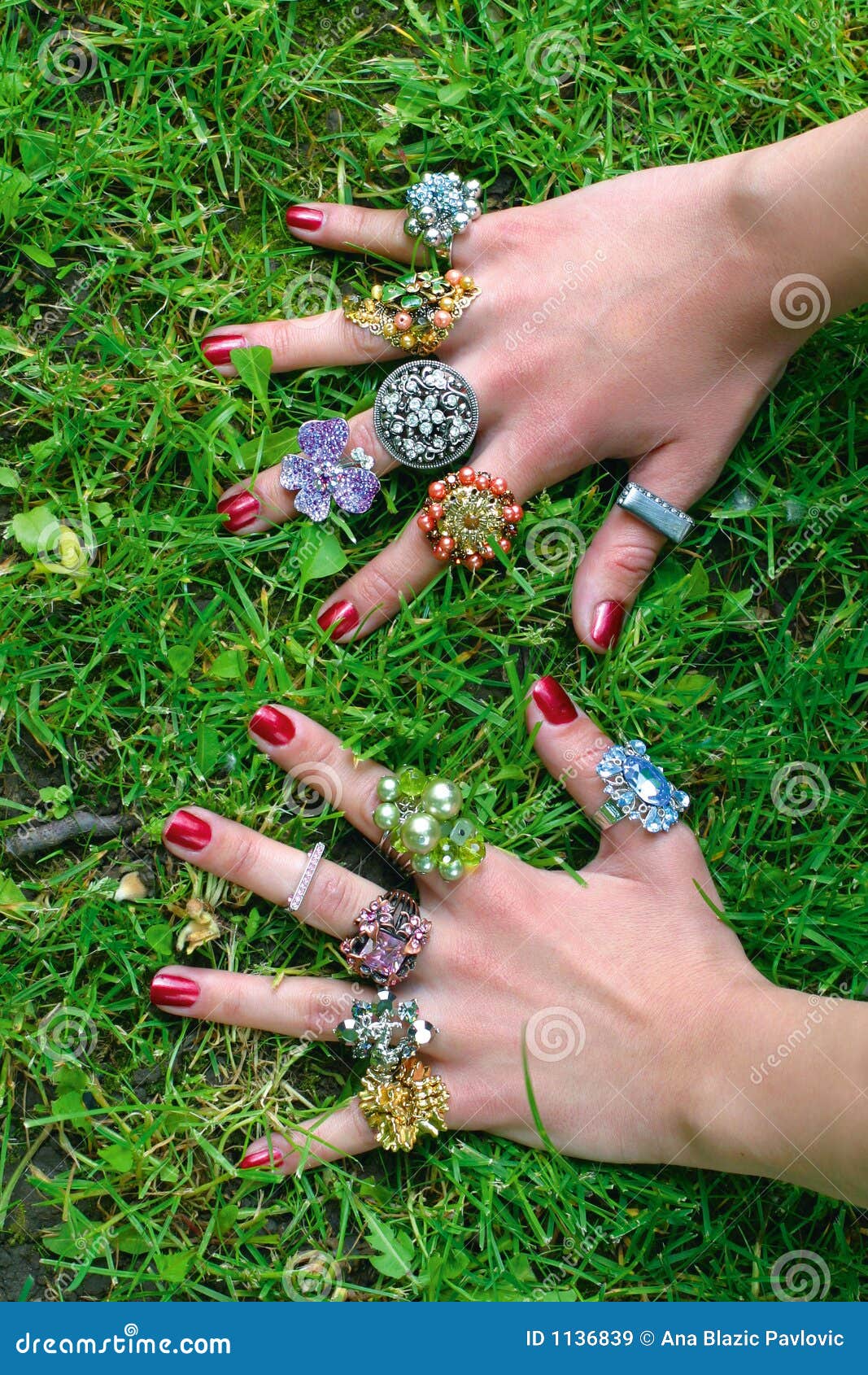 Colorful rings stock image. Image of silver, jewelry, nails - 1136839