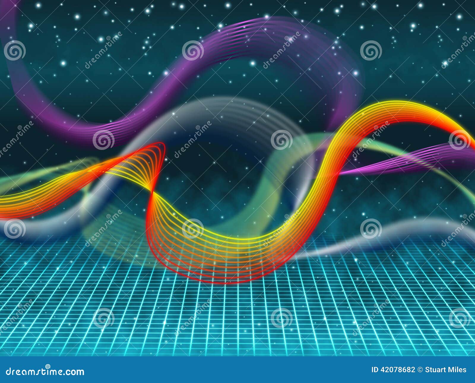 Colorful Ripples Background Means Grid and Night Sky Stock Illustration ...