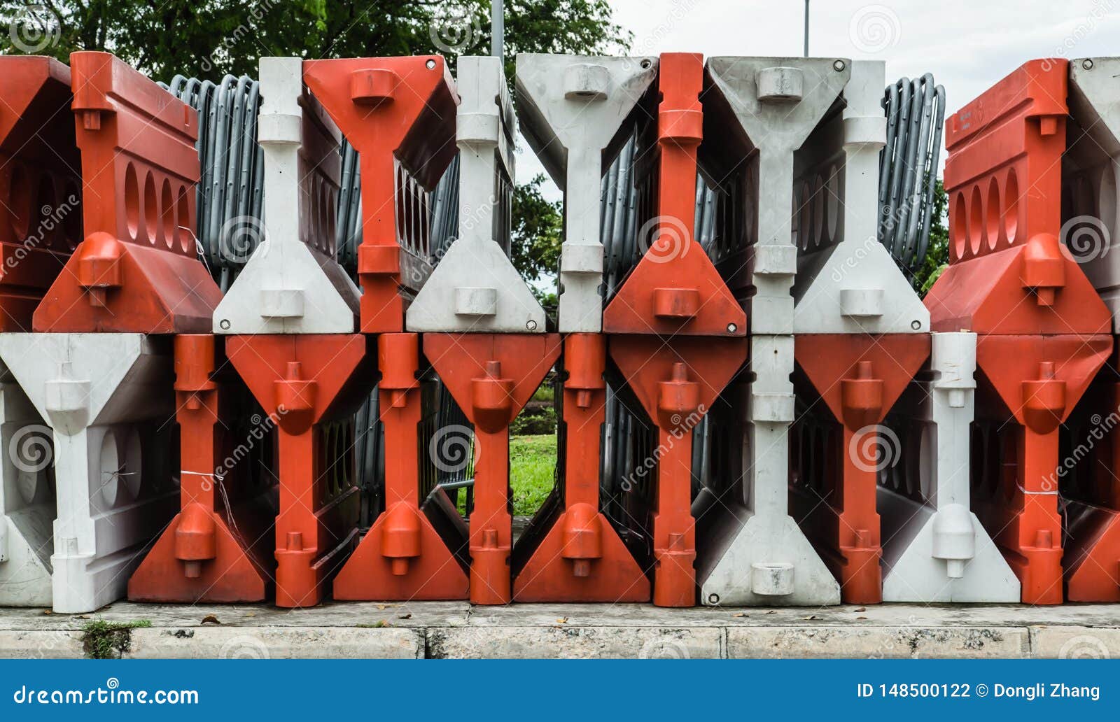 Colorful Roadblock Pile on the Road Stock Photo - Image of reflective ...