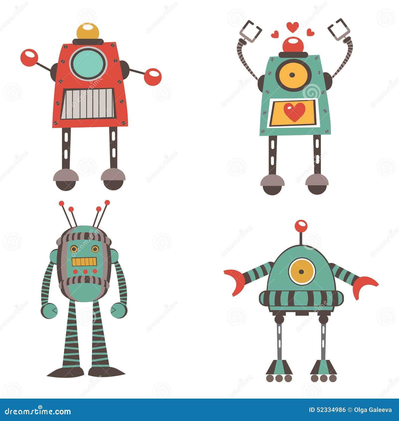 Colorful Robot Characters Collection Stock Vector - Illustration of ...