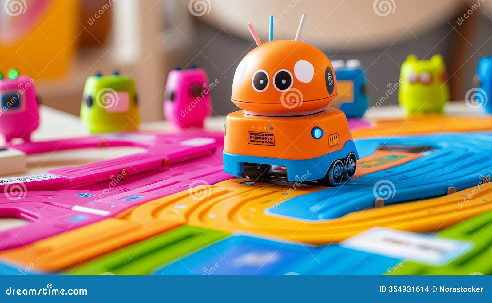 A Colorful Robot Coding Kit with Small Bots, Coding Cards, and Tracks ...