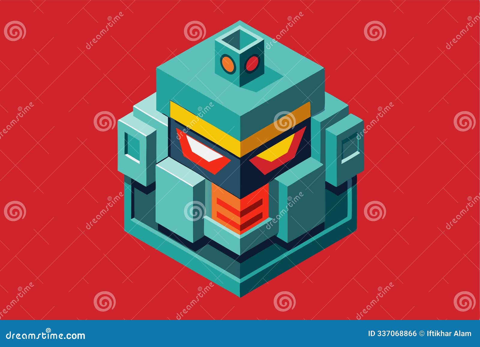 A Colorful Robot Face Design Featuring Sharp Angles and Striking Eyes ...