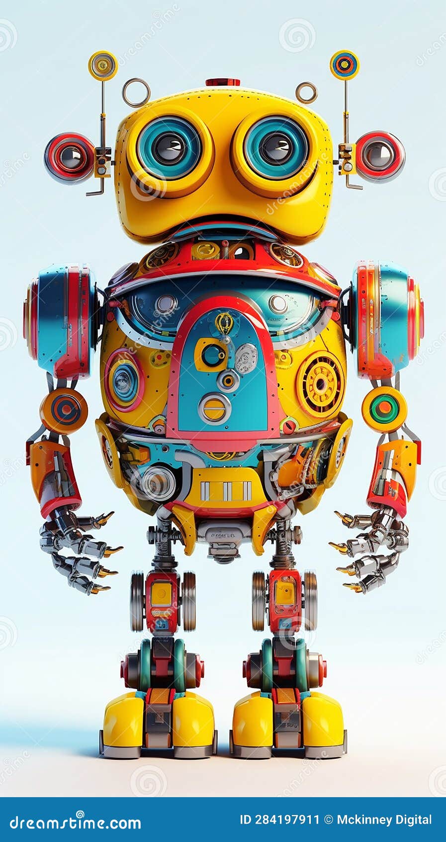 Colorful Robot with Gears on White Background. Stock Illustration ...