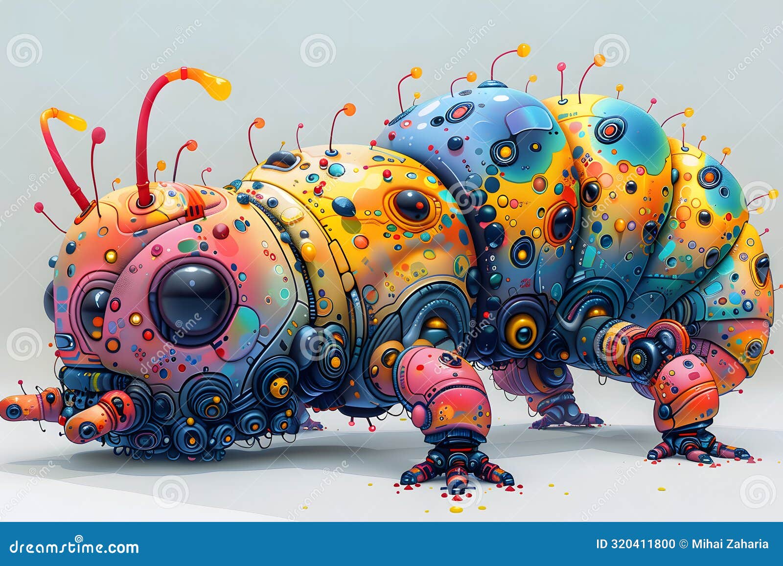Colorful Robotic Caterpillar Illustration Stock Illustration ...