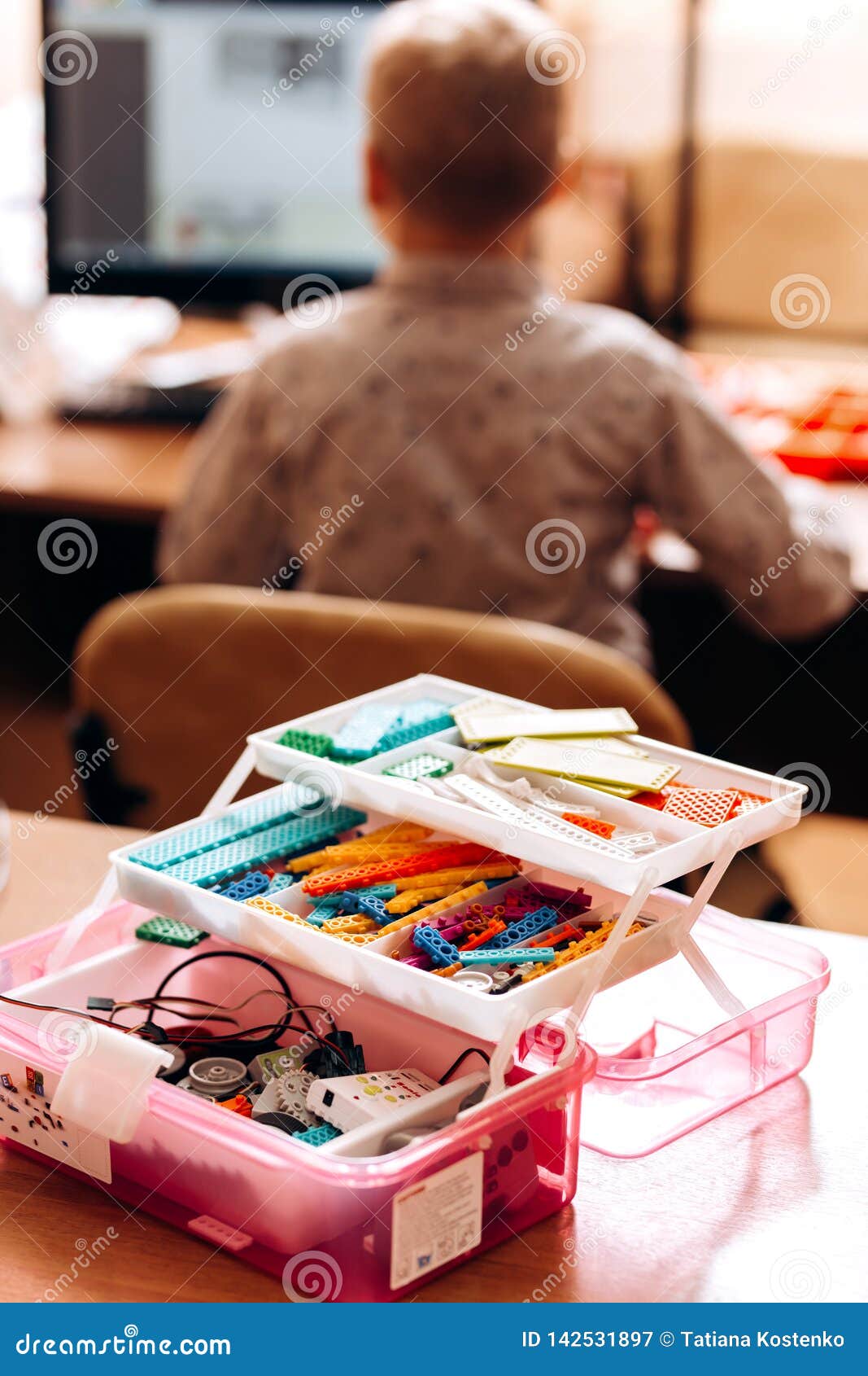 Colorful Robotic Constructor is on the the Desk in the School of ...