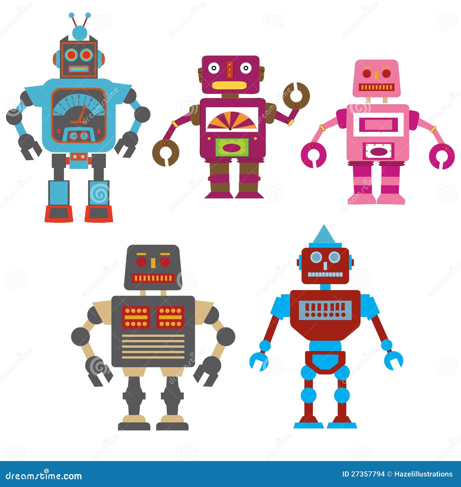 Colorful robots stock illustration. Illustration of anniversary - 27357794