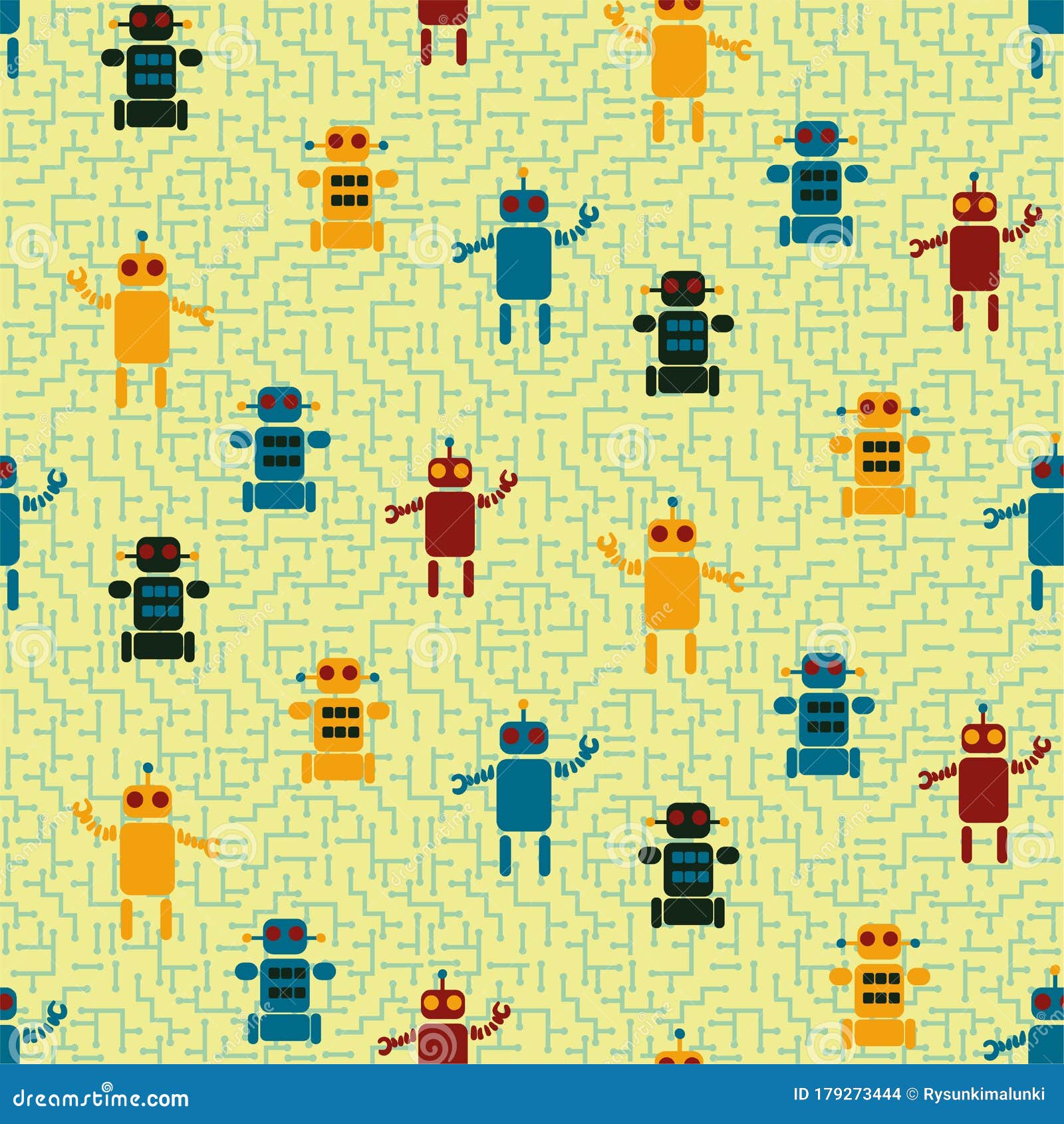 Colorful Robots Seamless Vector Pattern on Yellow Stock Vector ... Colorful Robots Seamless Vector Pattern on Yellow Stock Vector ...