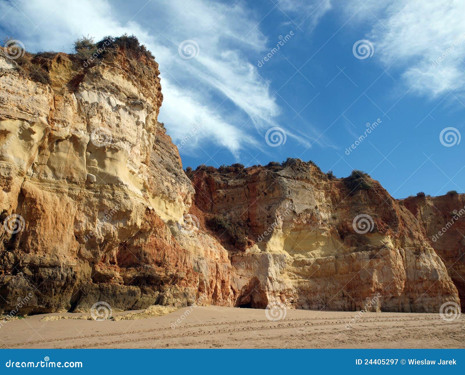 Colorful Rock Cliffs of the Algarve Stock Image - Image of beach ...