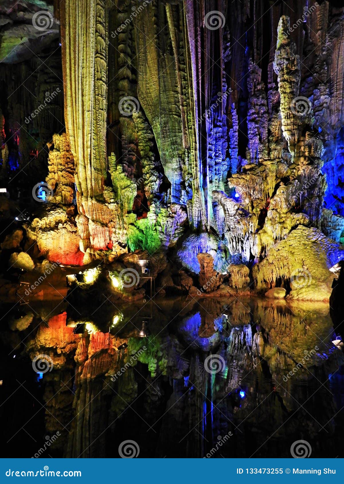 Colorful Rock Formations in Silver Cave of Yangshuo Stock Image - Image ...