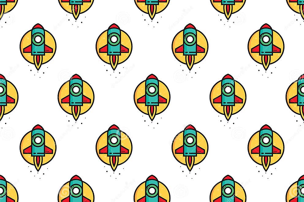 Colorful Rocket Seamless Pattern Background Template Stock Vector - Illustration of cute, space ...