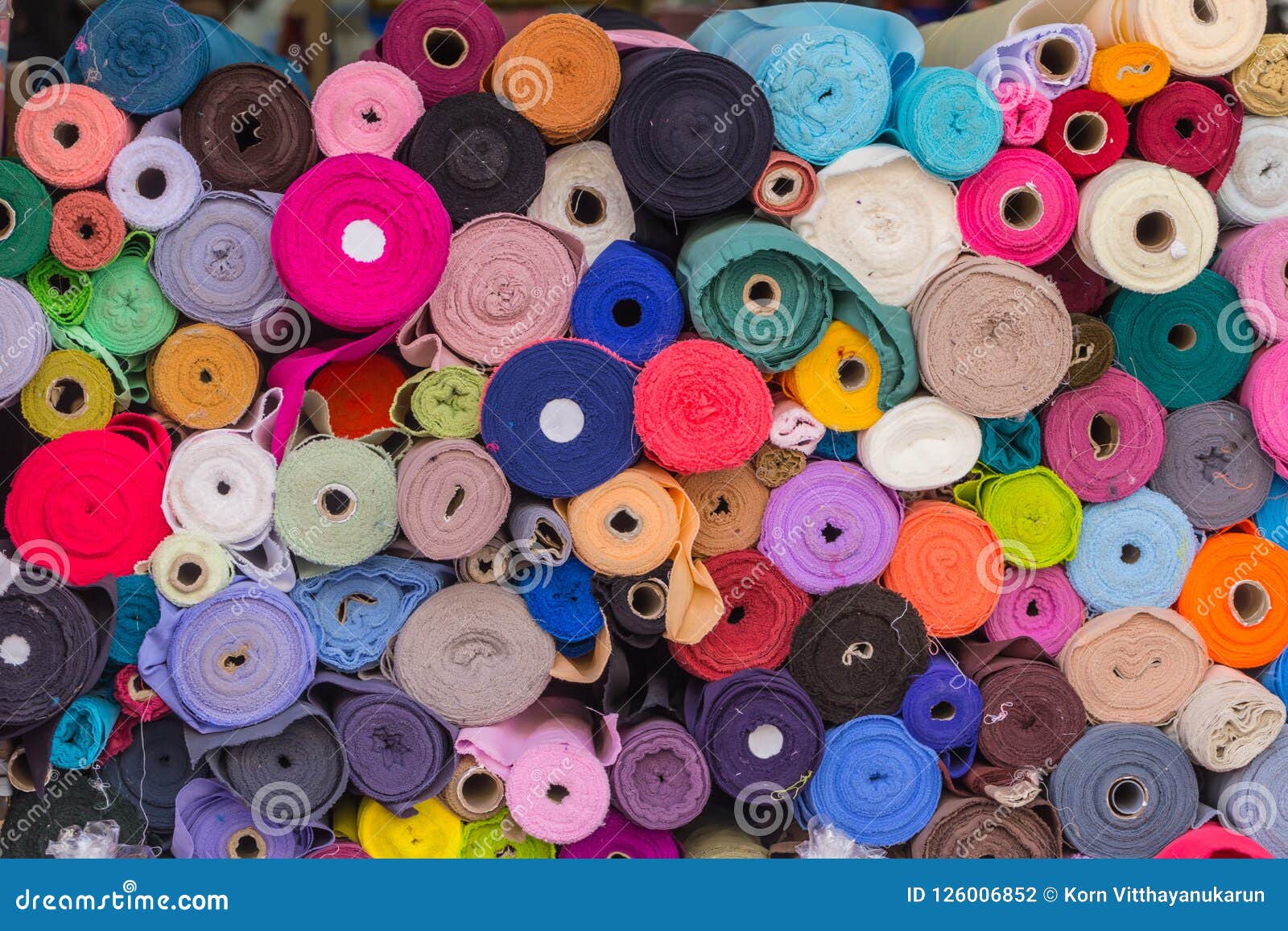 Colorful Roll of Fabrics Textile Stock Photo - Image of colorfull ...