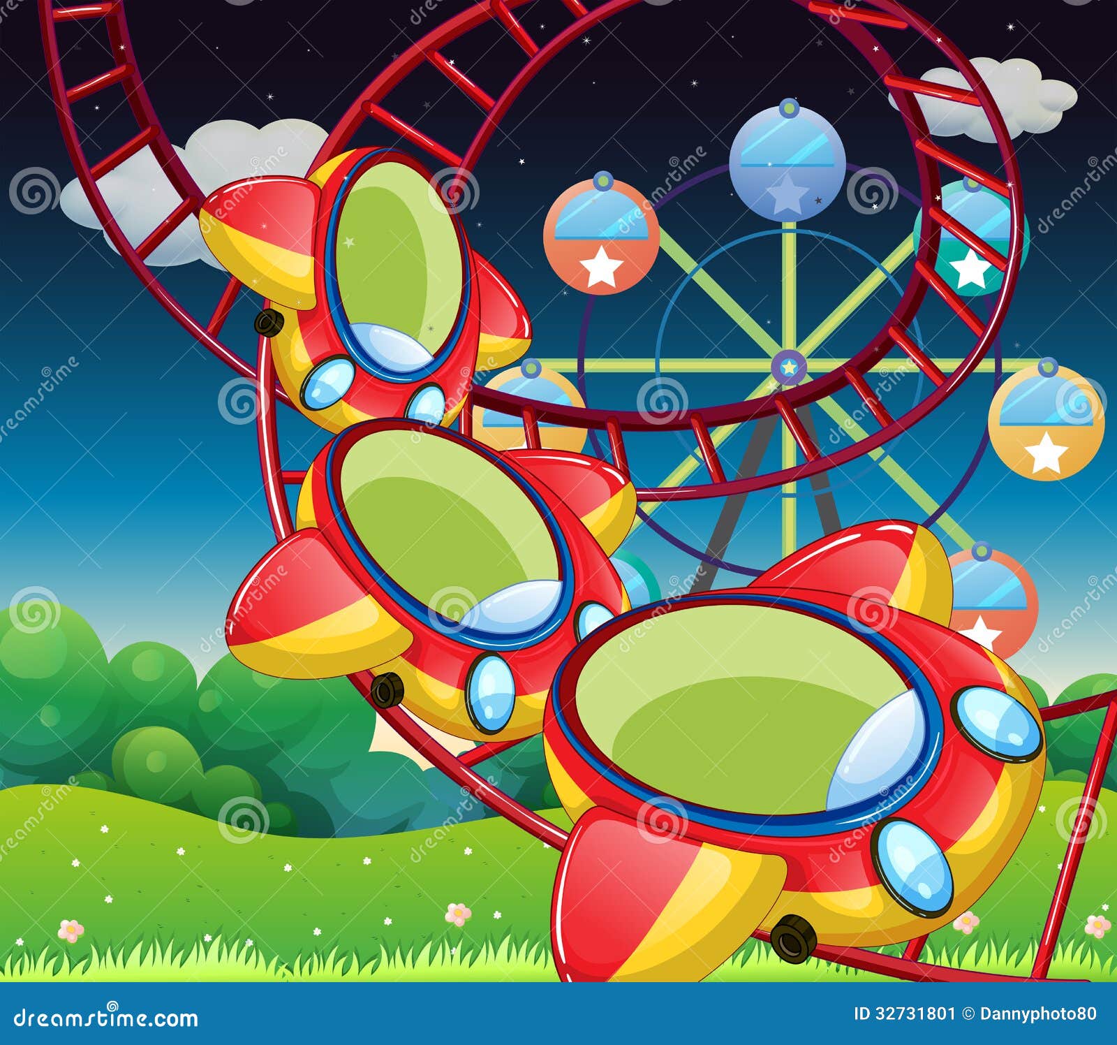 The Colorful Roller Coaster Stock Vector - Illustration of park, scene ...