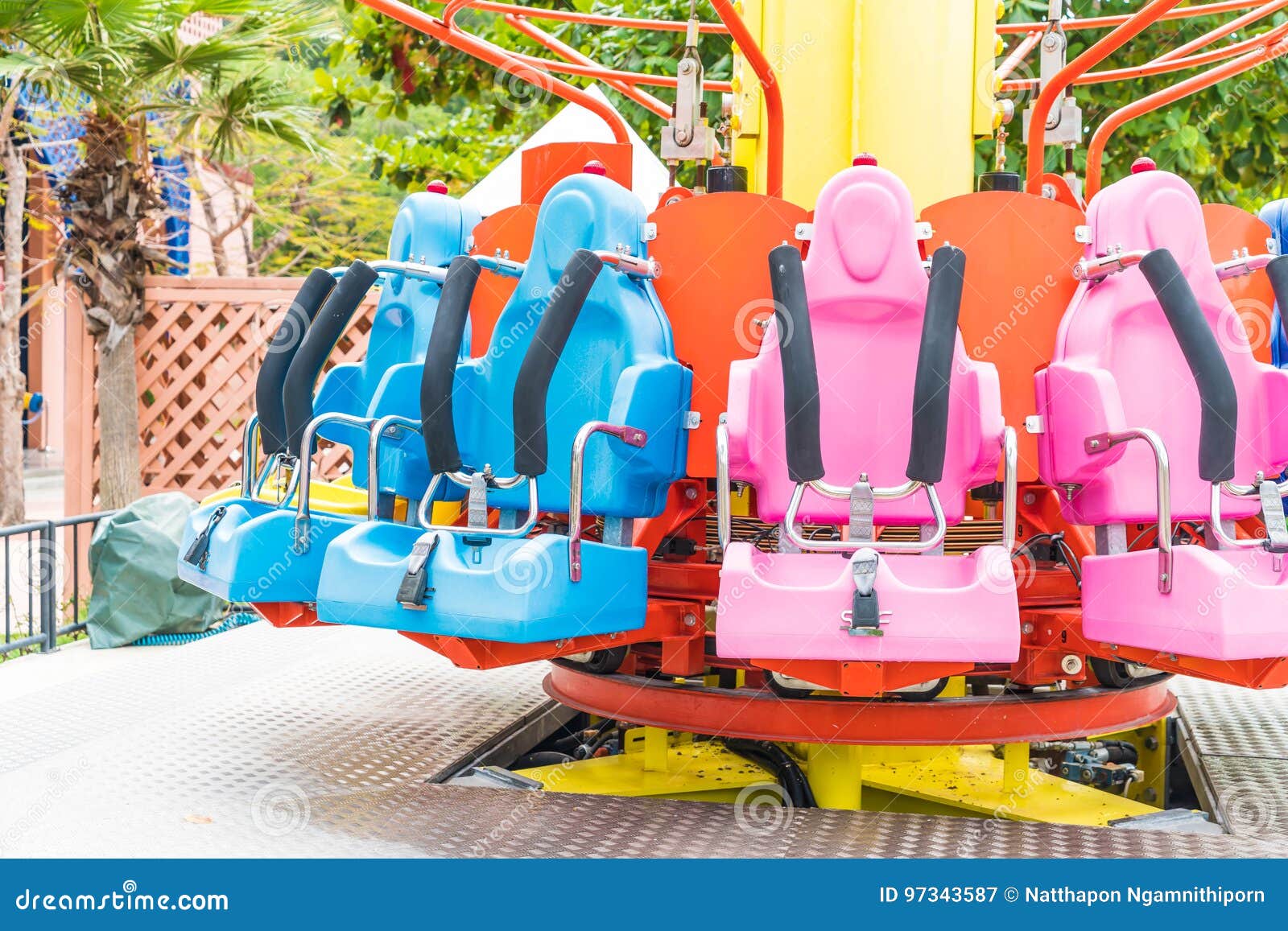 Colorful Roller Coaster Seats at Amusement Park Stock Image - Image of ...