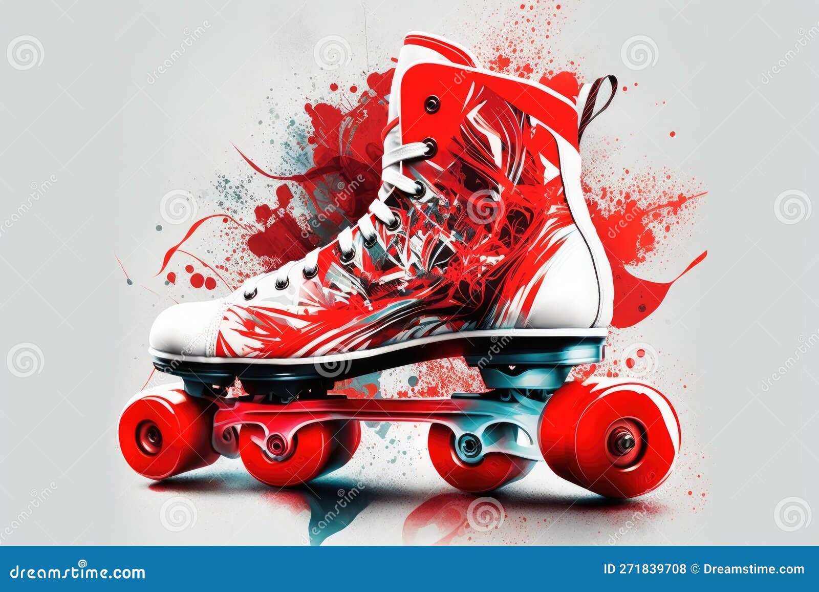 Colorful Roller Skates in Red and White. Separated from the Rest of the ...