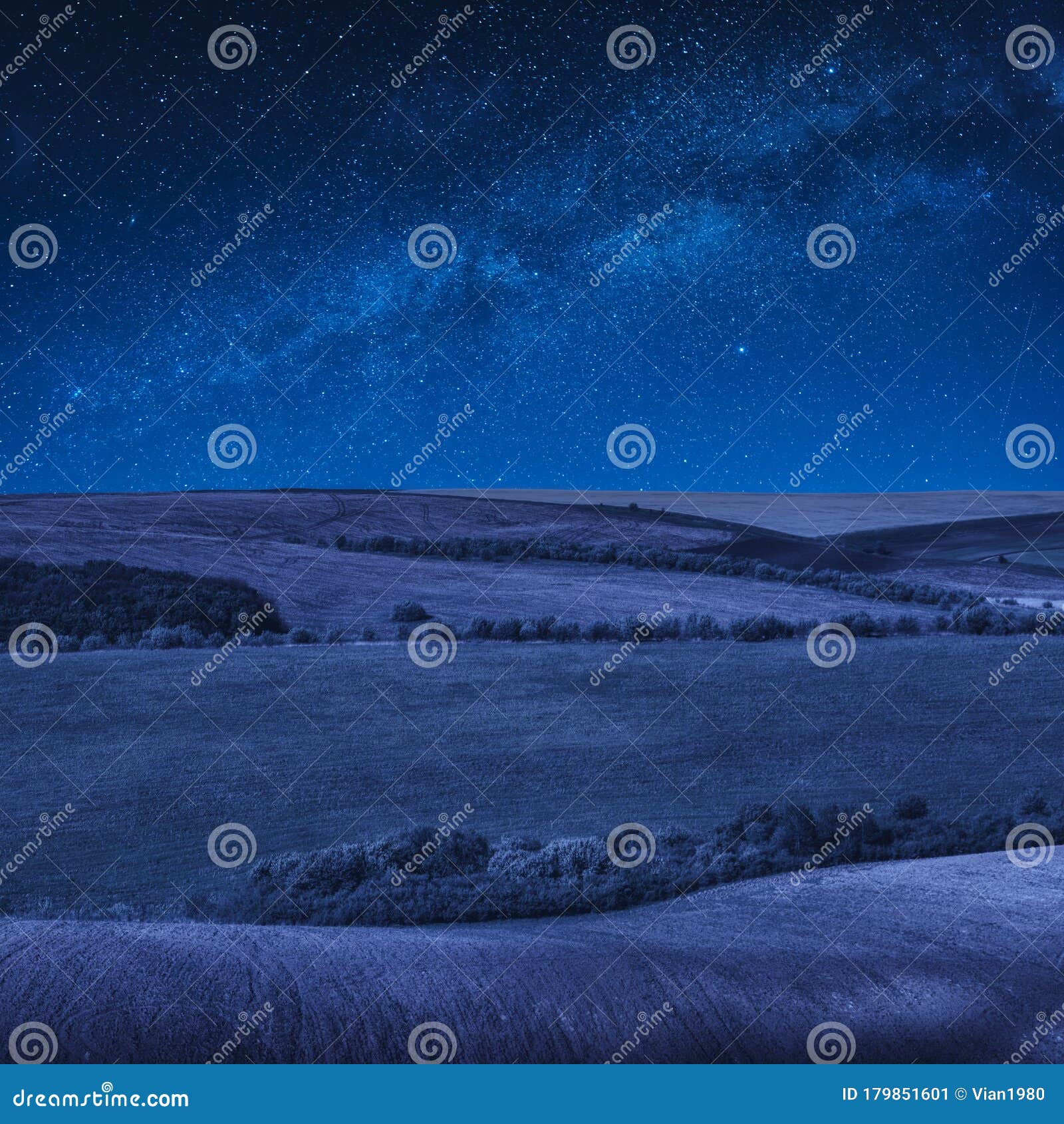 Colorful Rolling Spring Fields at Night Stock Image - Image of light ...