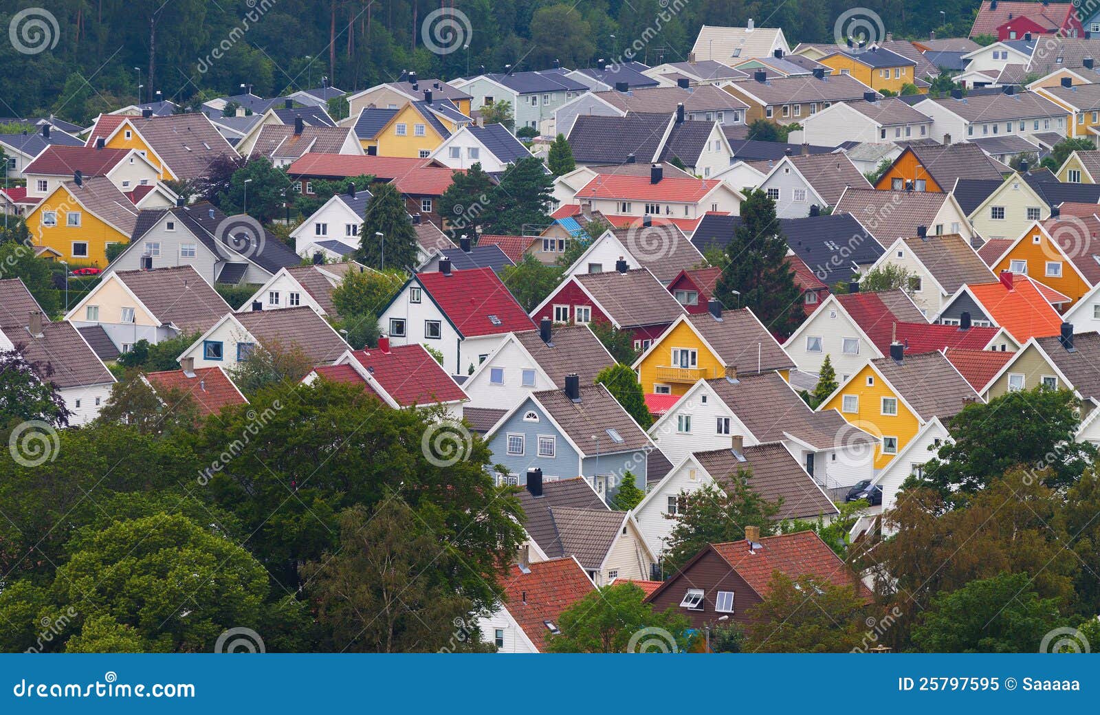 Colorful roofs stock image. Image of norway, aerial, tile - 25797595