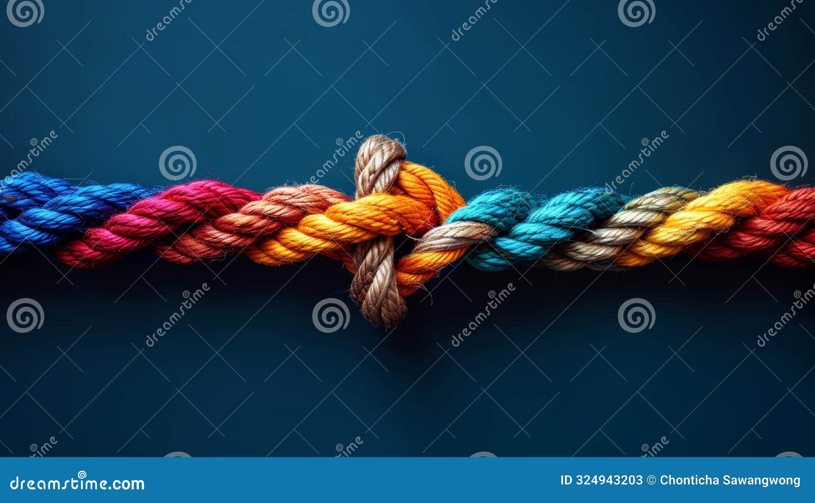 A Colorful Rope Tied Together in a Knot, Symbolizing Unity, Connection ...