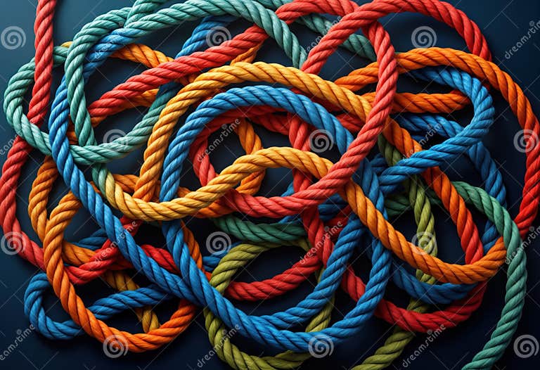 Colorful Ropes Form Tangled Mess. Abstract Representation of Confusion ...