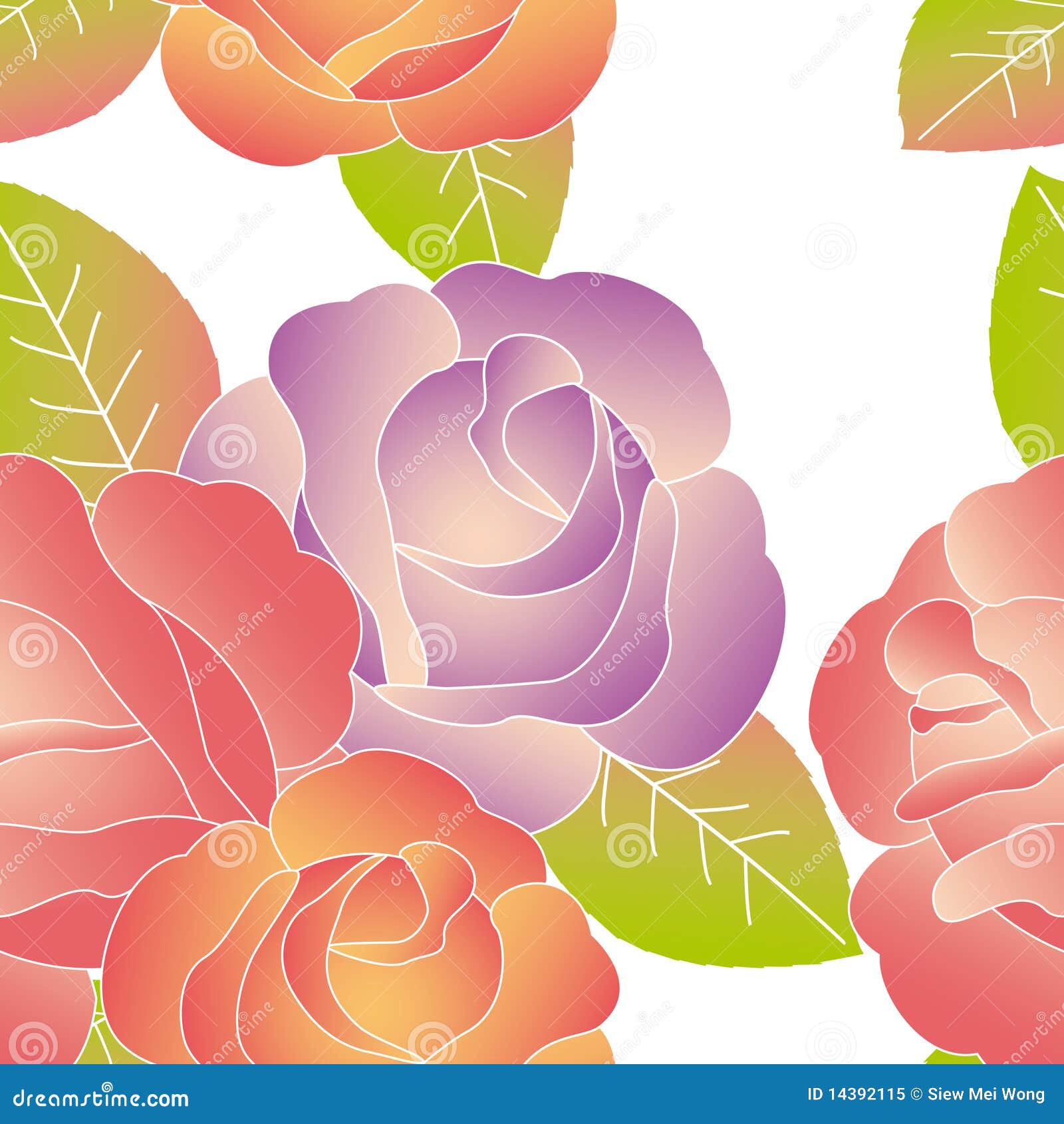 Colorful Rose Flower Seamless Pattern Stock Vector - Illustration of ...
