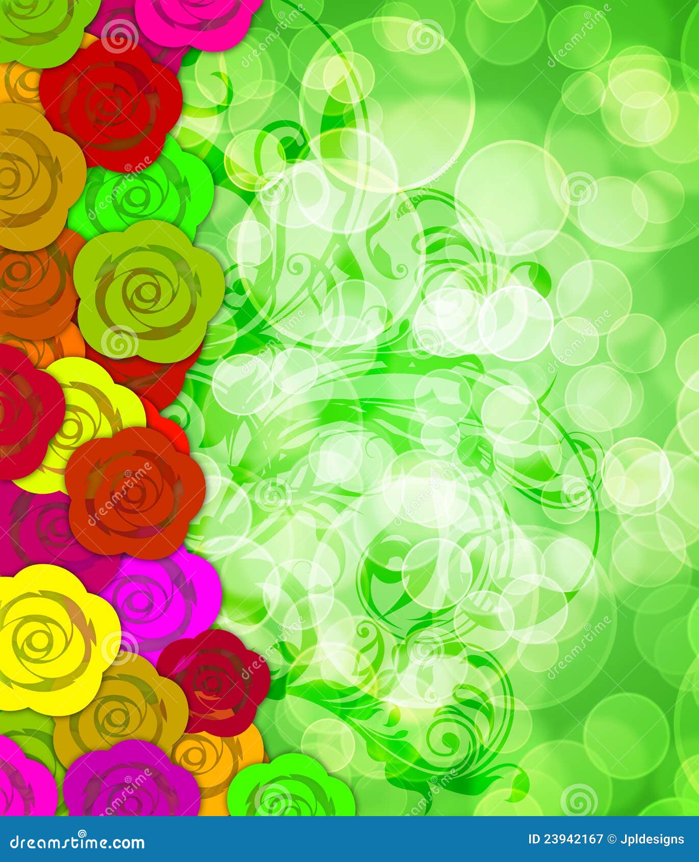 Colorful Roses Border with Blurred Background Stock Illustration ...