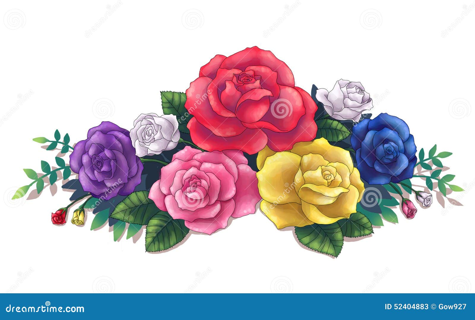 Colorful Roses Bouquet Illustration Art Stock Illustration ...