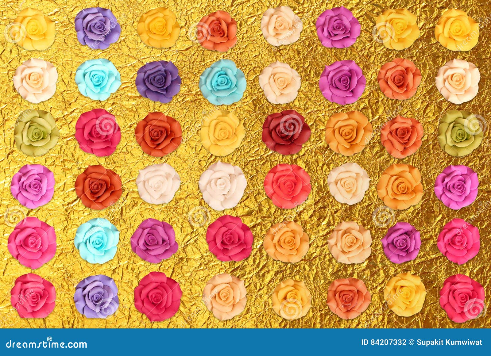 Colorful Roses on Shiny Gold Foil Stock Photo - Image of beauty, foil ...