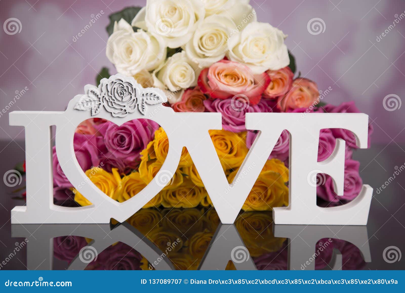 Colorful Roses with the Words Love for Lovers Stock Image - Image of ...