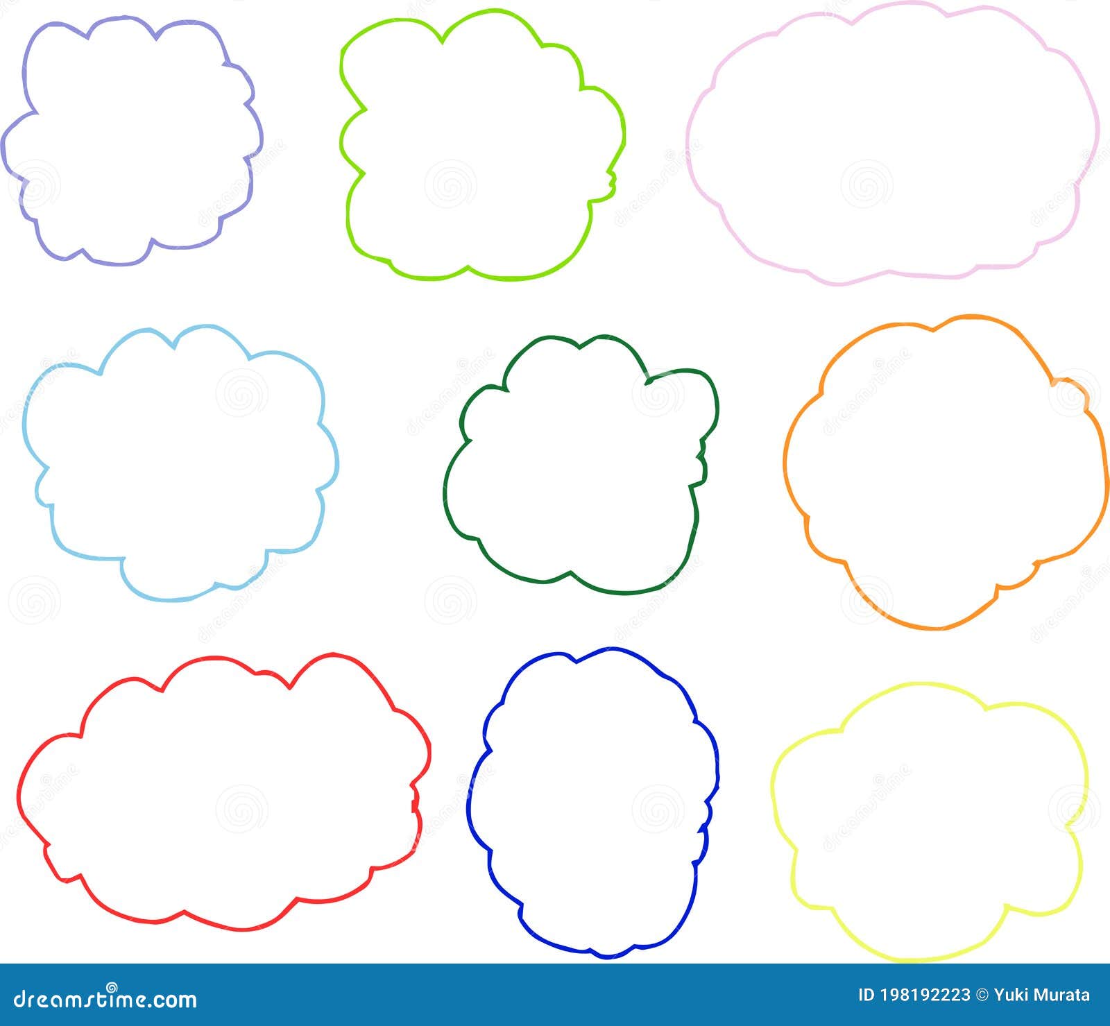 Colorful Rough Sketch of a Cloud Type Frame Set Stock Vector ...