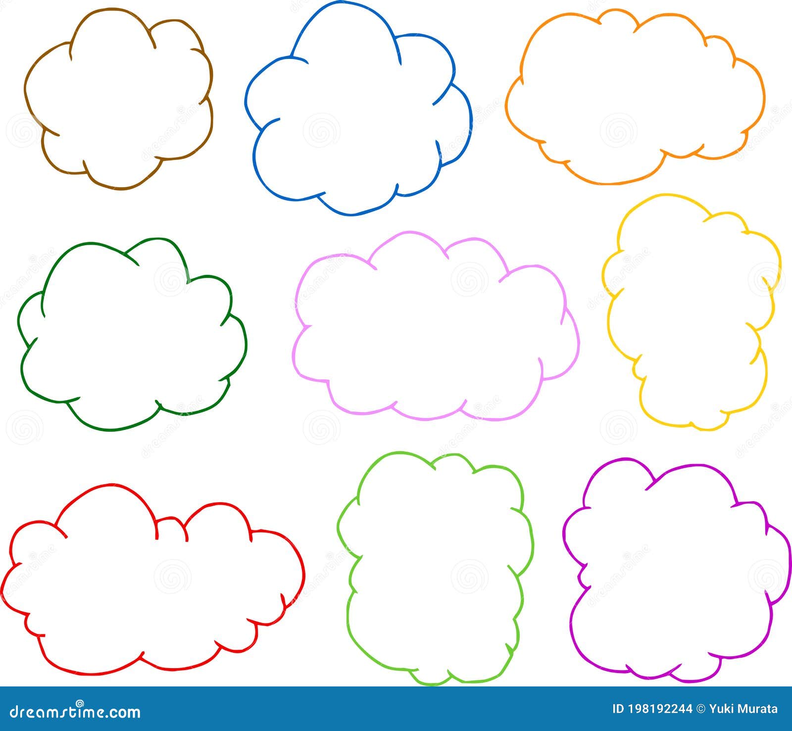 Colorful Rough Sketch of a Cute Cloud Type Frame Set Stock Vector ...