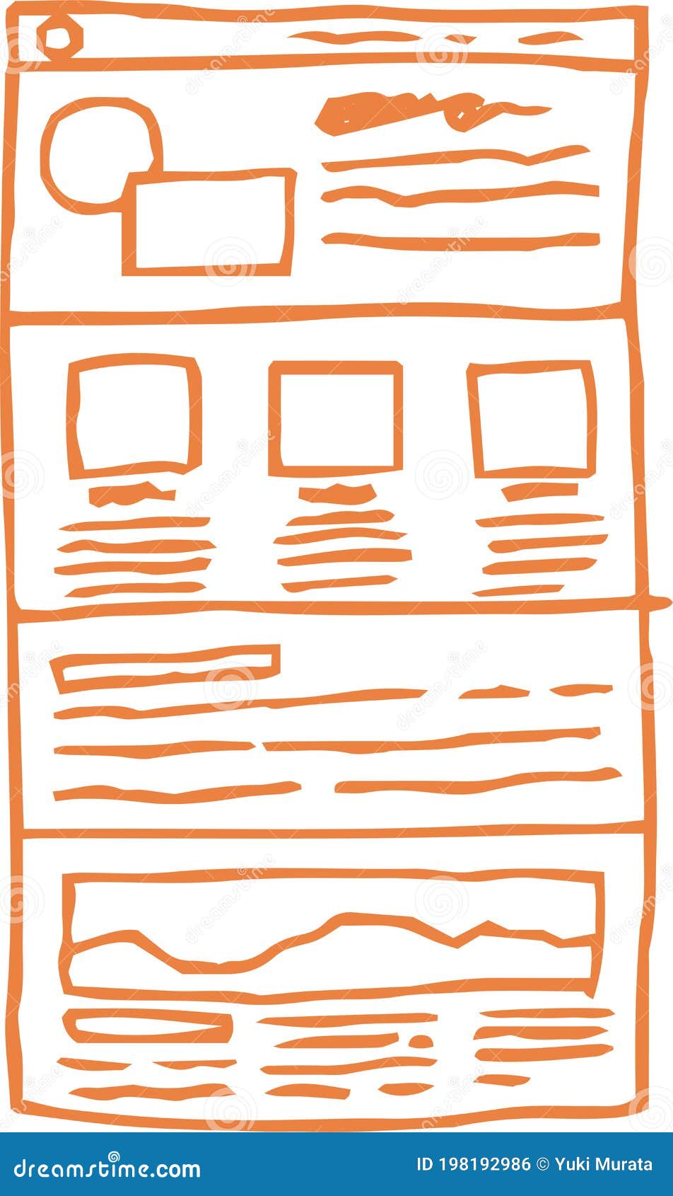 Colorful Rough Sketch of Website Mockup Set Stock Vector - Illustration ...