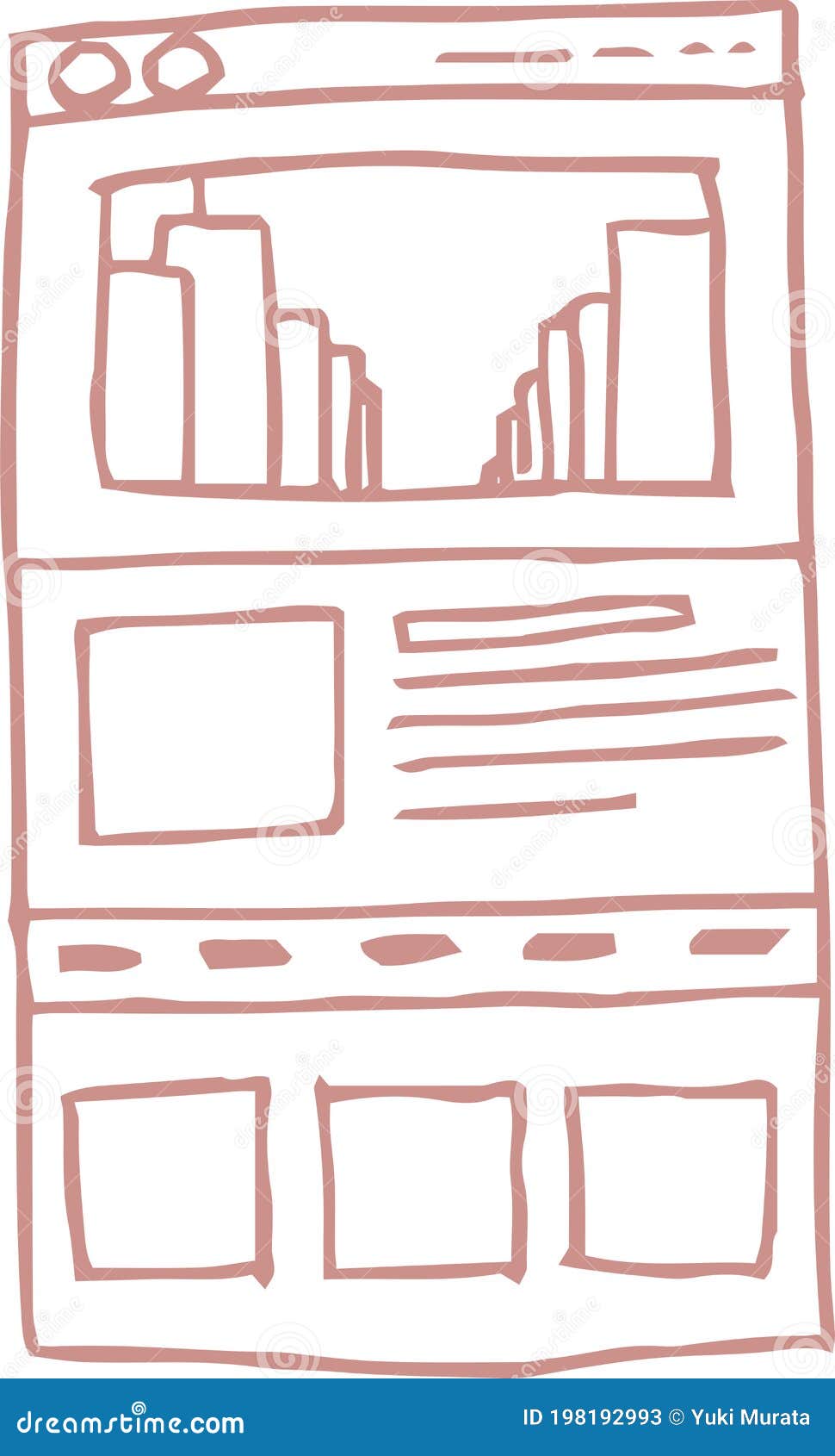 Colorful Rough Sketch of Website Mockup Set Stock Vector - Illustration ...