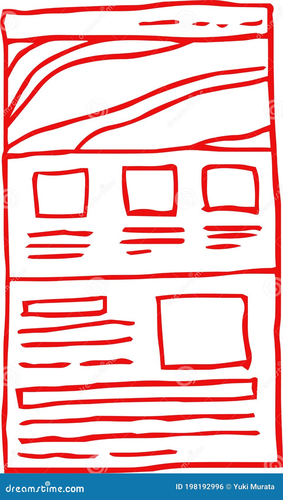 Colorful Rough Sketch of Website Mockup Set Stock Vector - Illustration ...