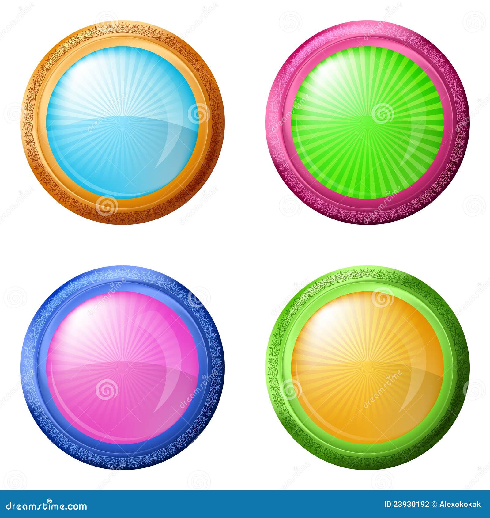 Colorful Round Buttons, Set Stock Vector - Illustration of glamour ...
