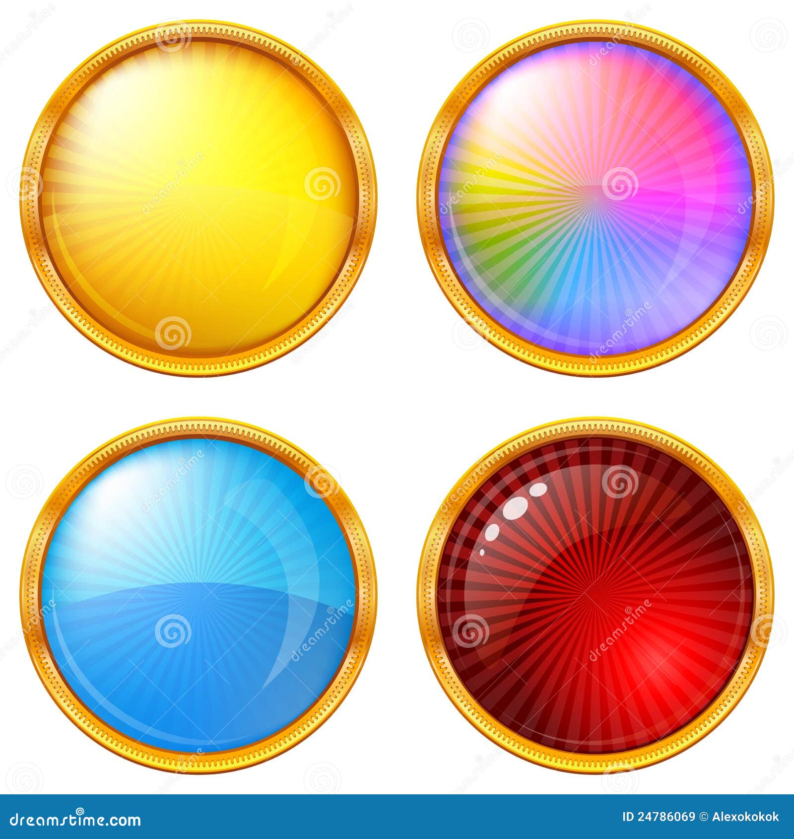 Colorful Round Buttons, Set Stock Vector - Illustration of golden ...
