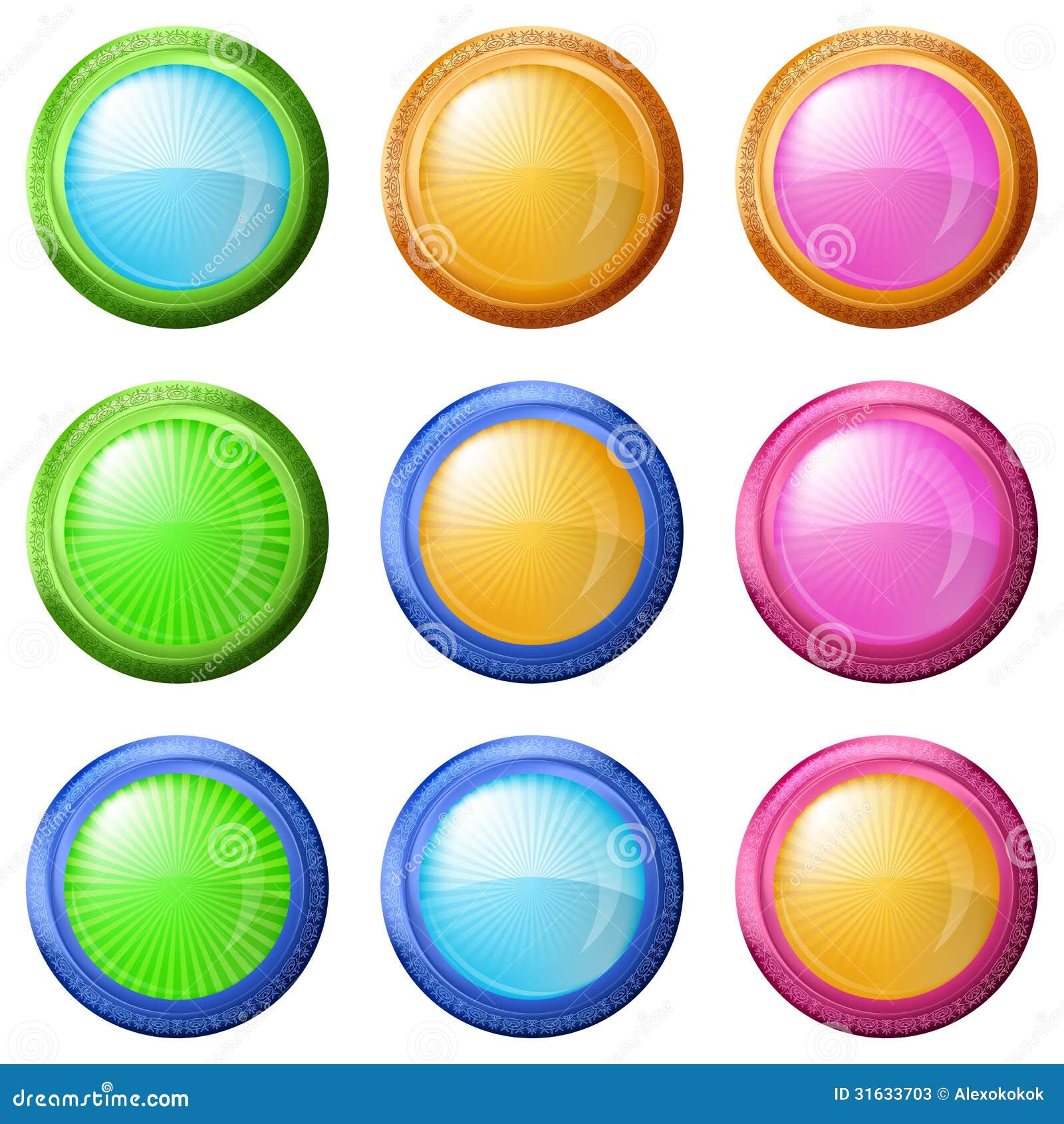 Colorful Round Buttons, Set Stock Illustration - Illustration of ...