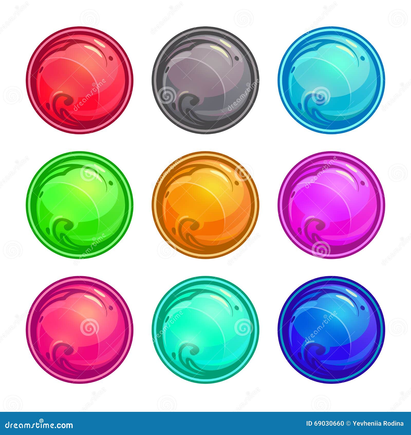 Colorful round buttons set stock vector. Illustration of bright - 69030660