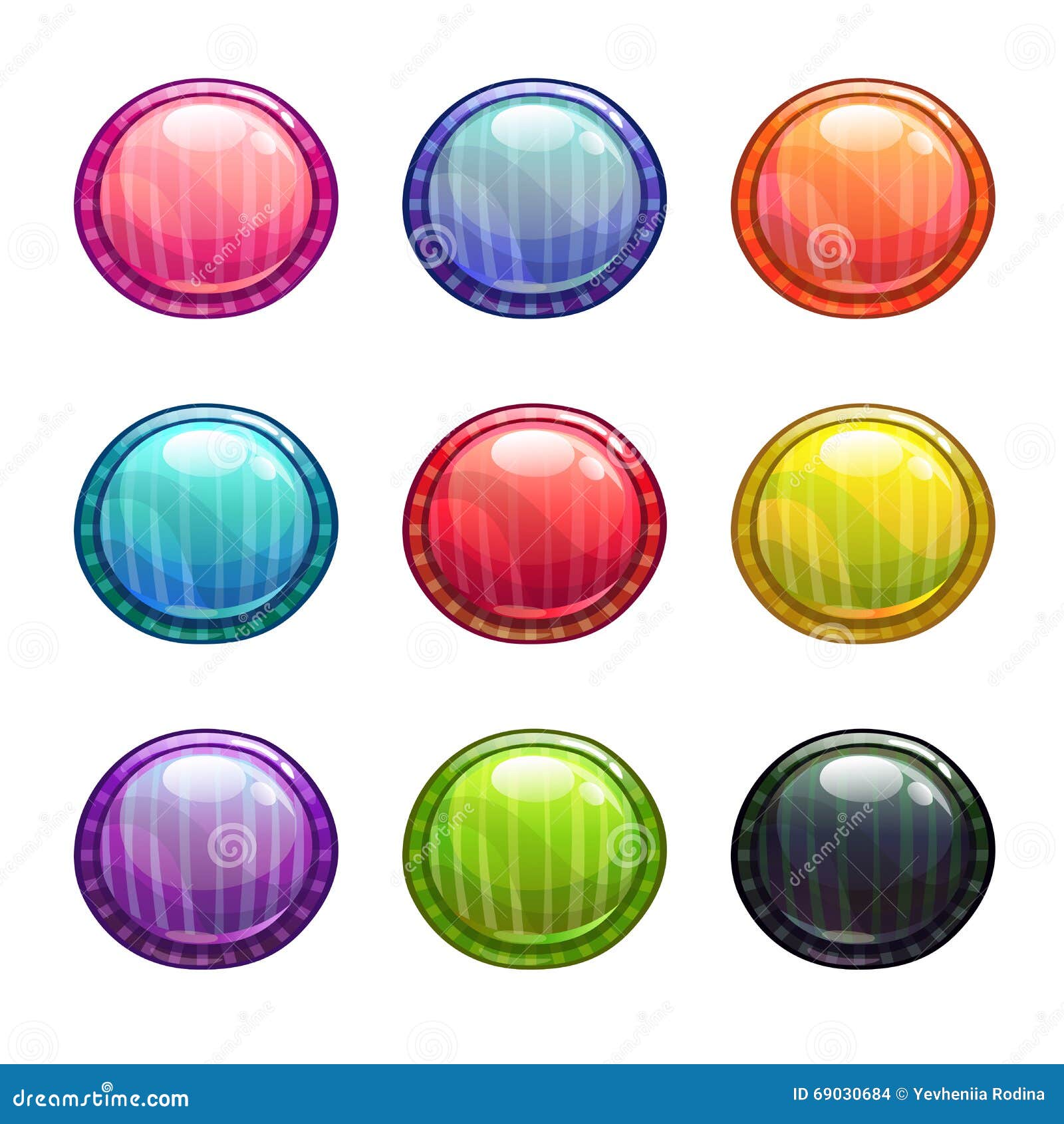 Colorful round buttons set stock vector. Illustration of elements ...