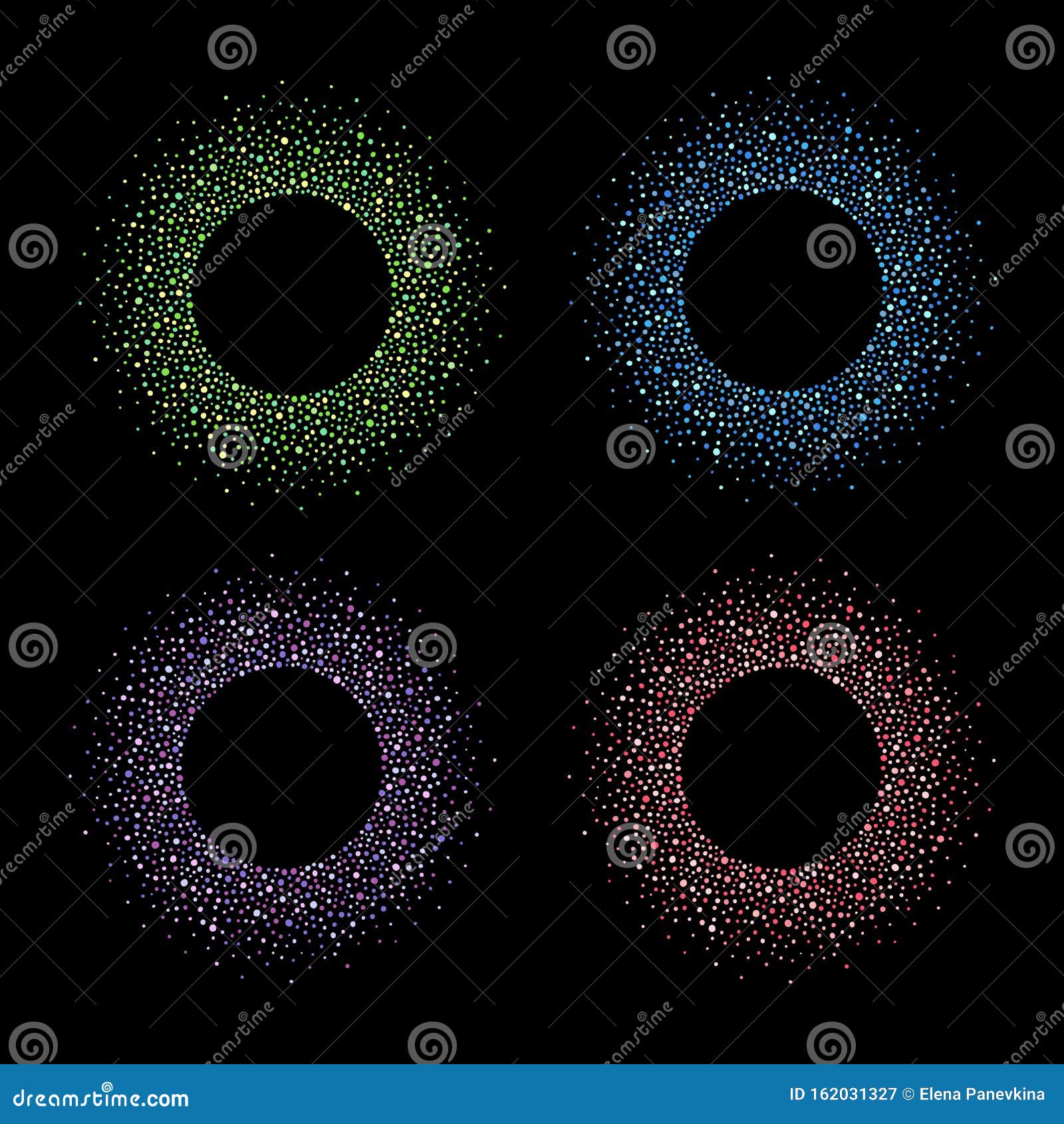 Colorful Round Dot Frames Set, Ring Shape, Dots Circle Stock Vector ...
