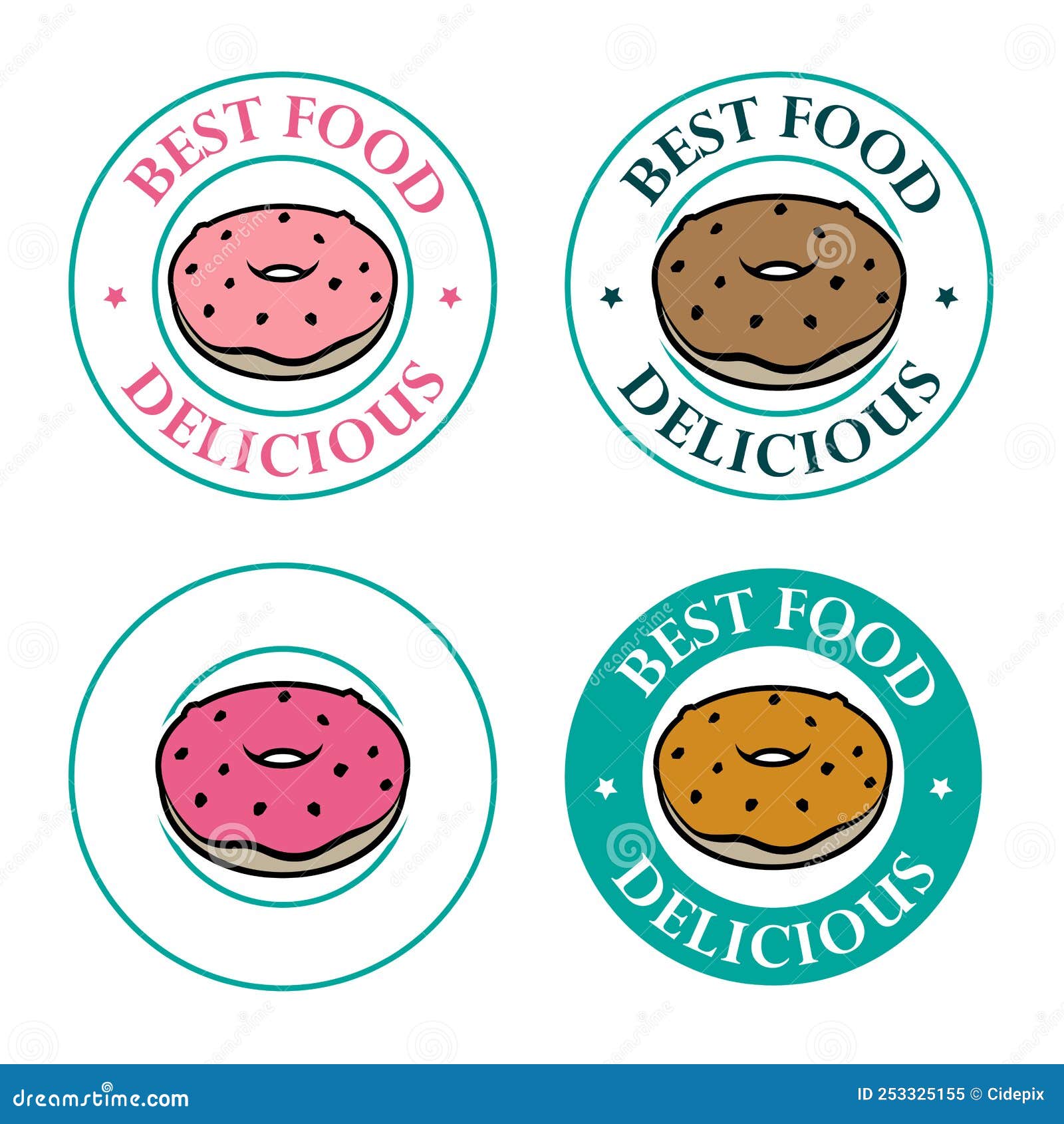 Colorful Round Doughnut Icon with Text - Set 2 Stock Vector ...