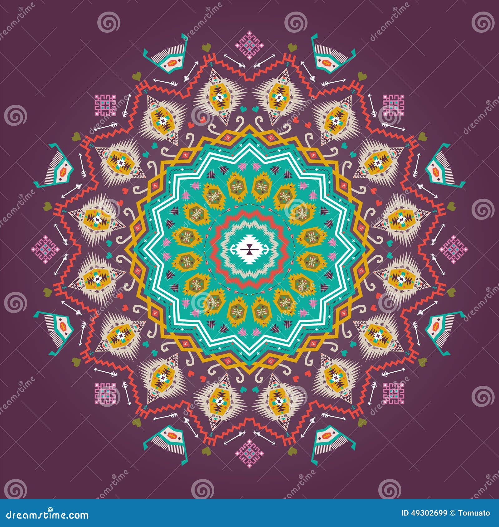Colorful Round Geometric Pattern in Aztec Style Stock Vector ...