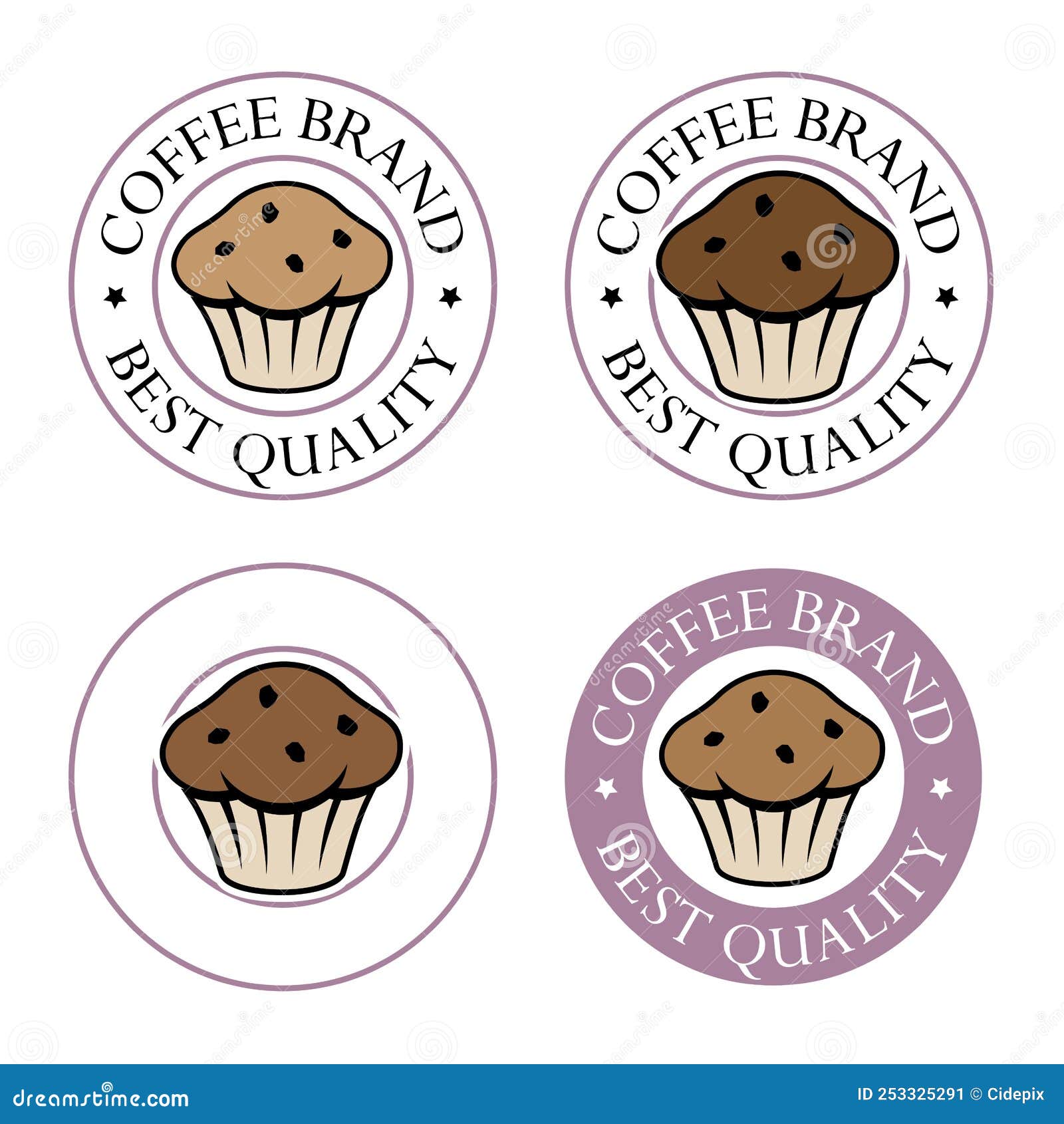 Colorful Round Muffin Icon with Text - Set 5 Stock Vector ...