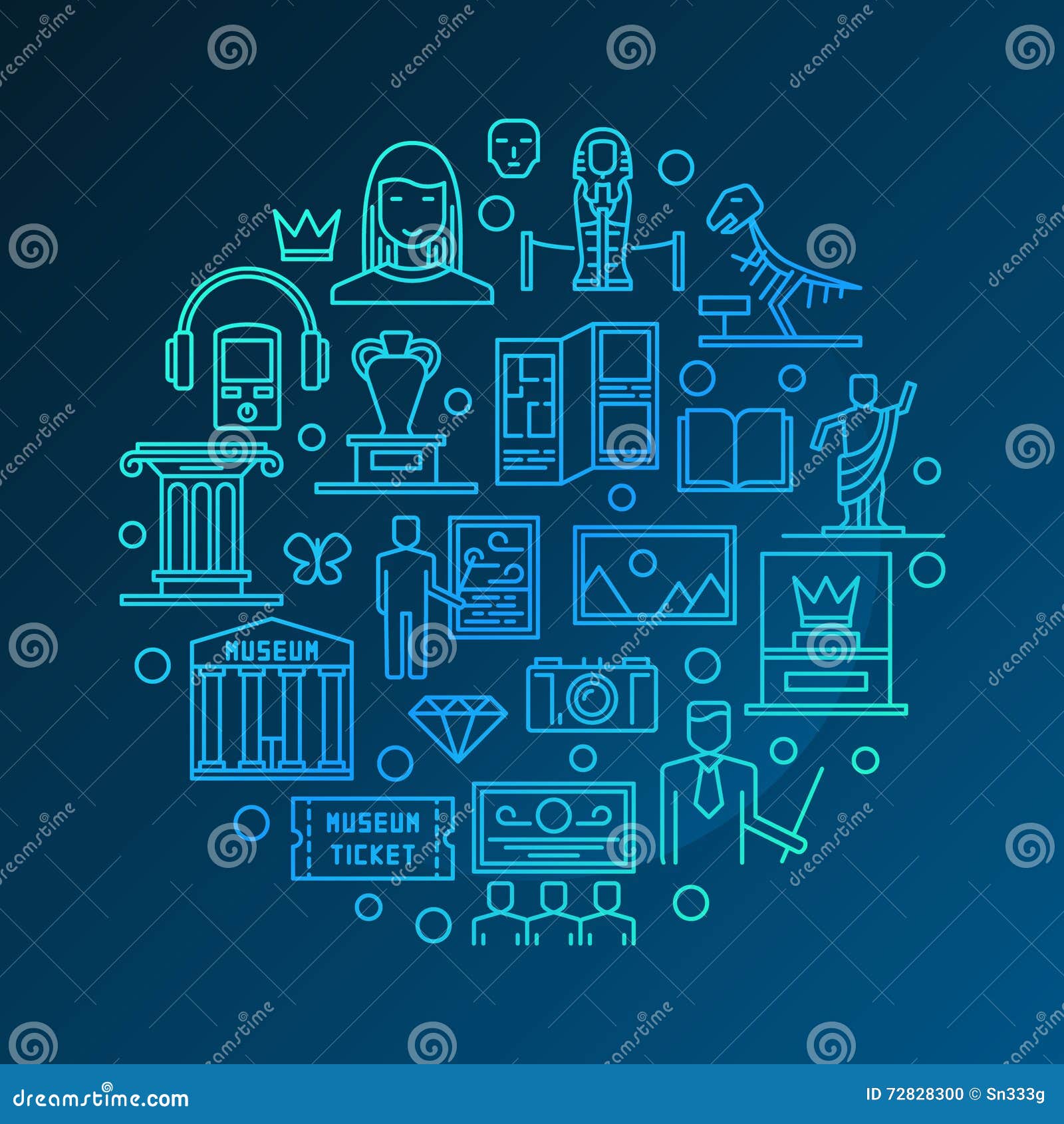 Colorful Round Museum Symbol Stock Vector - Illustration of gallery ...