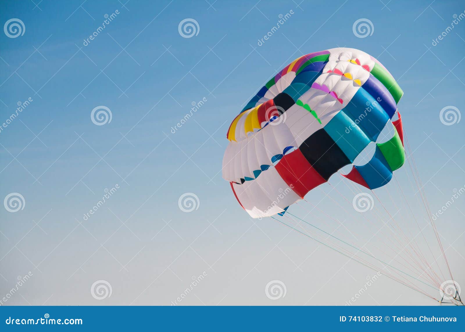 Colorful Round Parachute Against the Blue Sky Stock Photo - Image of ...