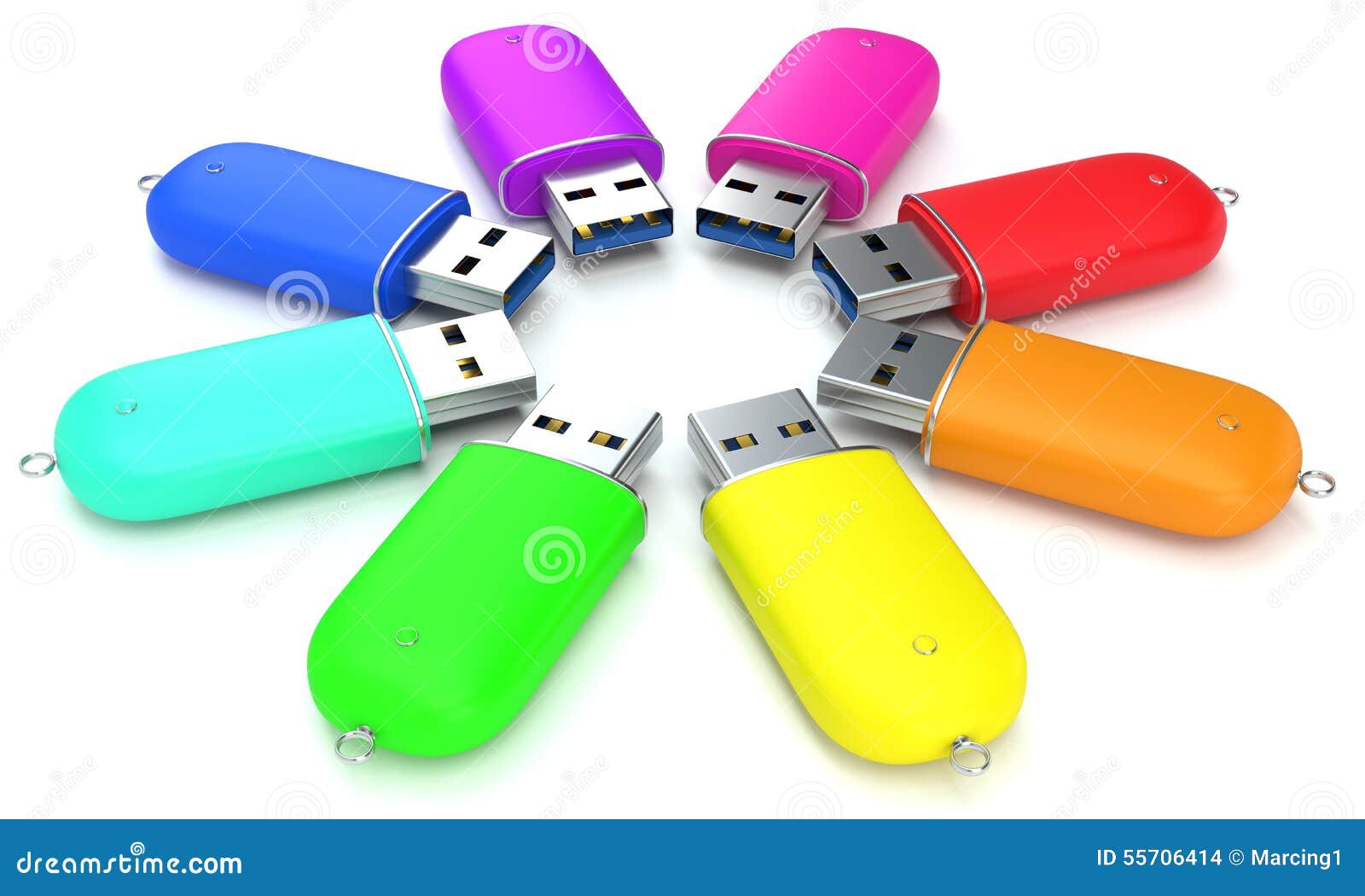 Colorful Round Pendrives on White Background Stock Illustration ...