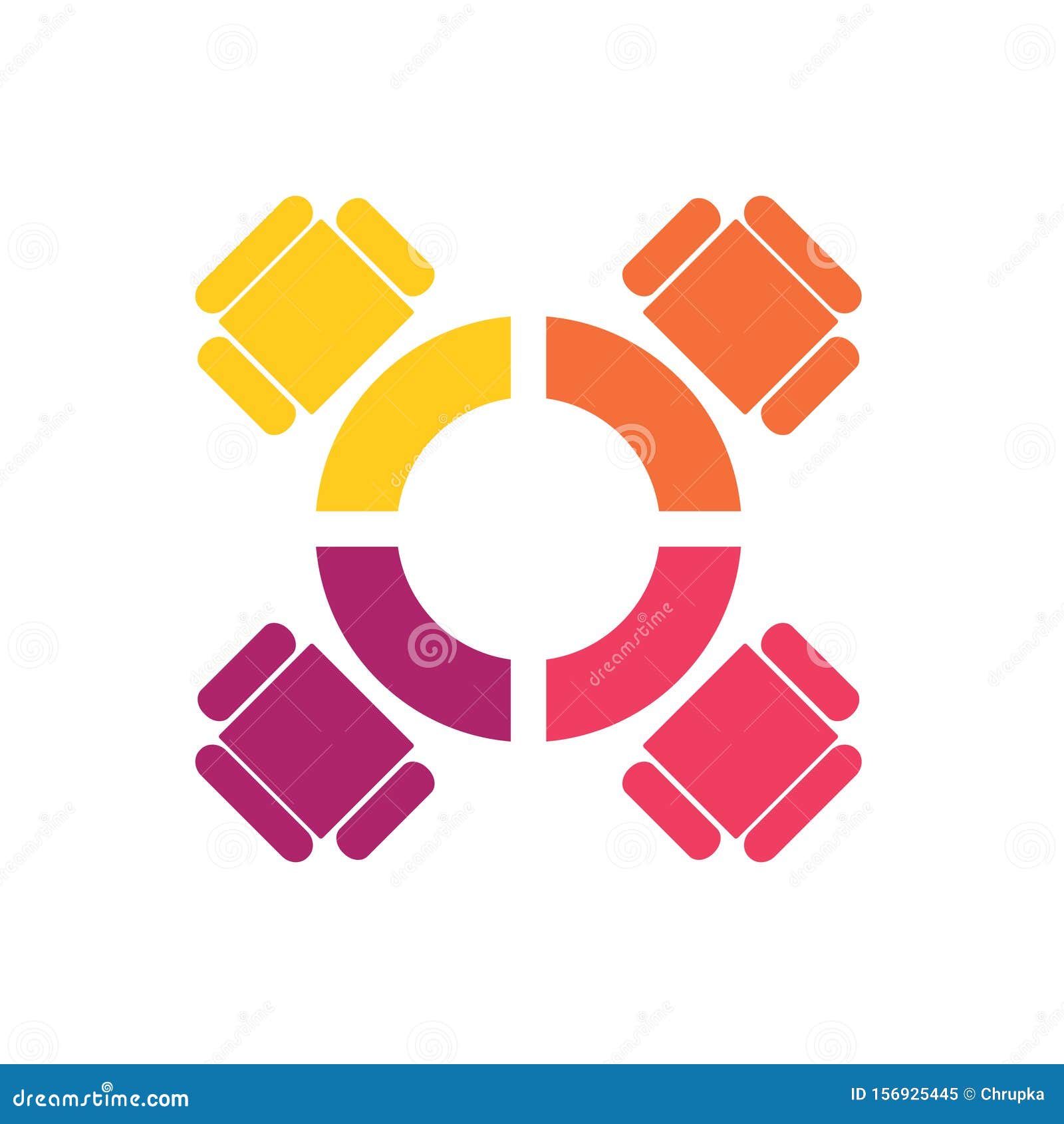 Colorful Round Table and Chairs Icon Stock Vector - Illustration of ...