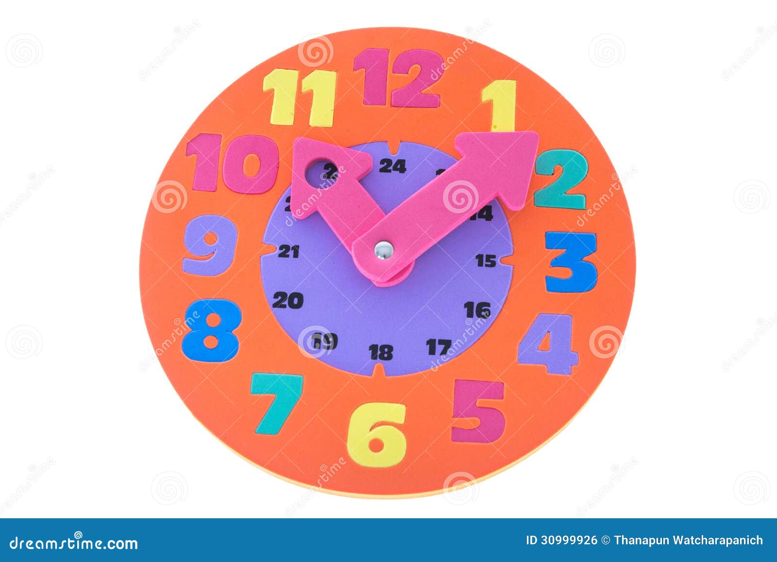 Colorful Round Toy Clock Isolated White Background C Stock Photos ...
