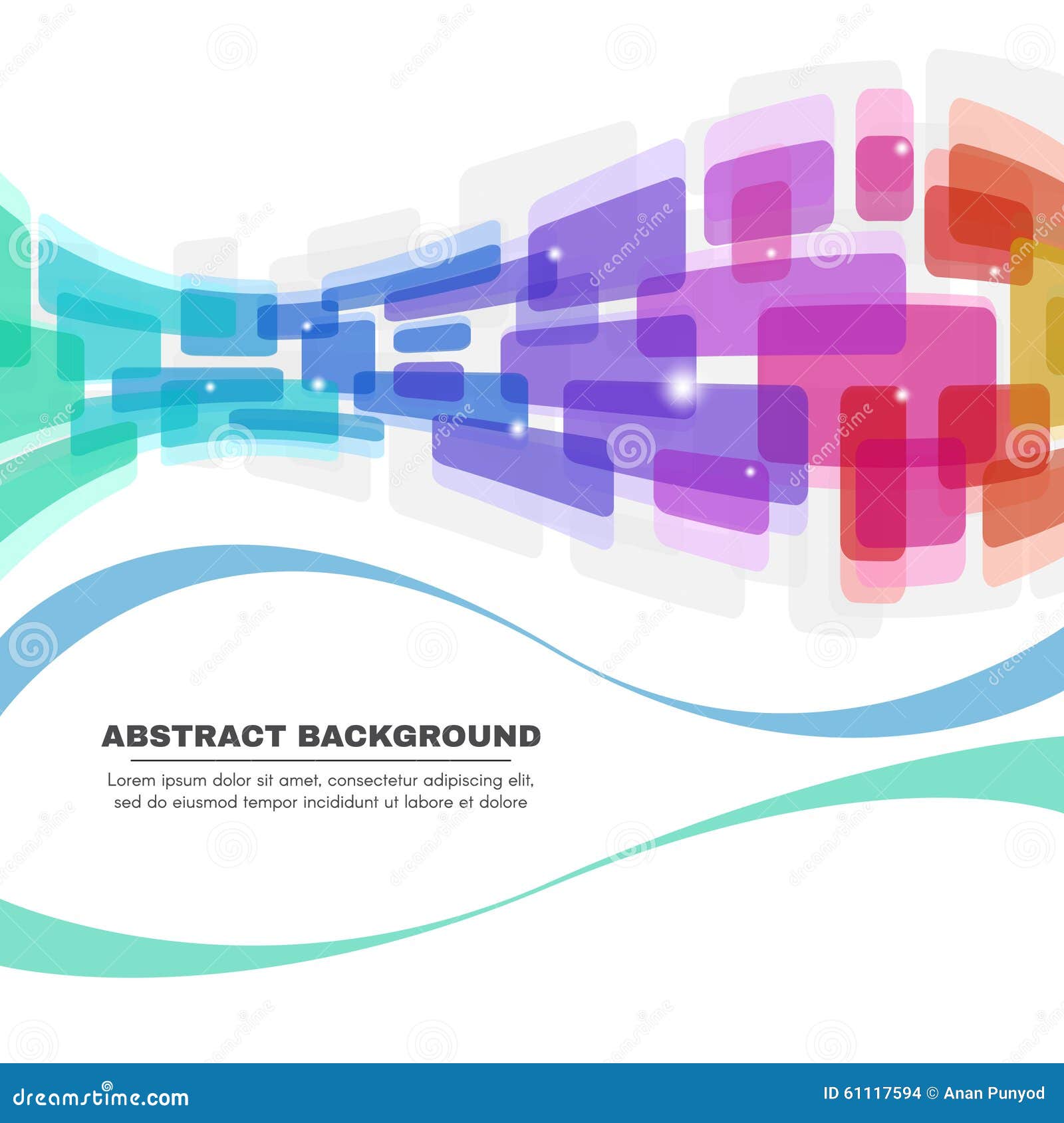 Colorful Rounded Corners and Line Wave Abstract Background Stock Vector ...