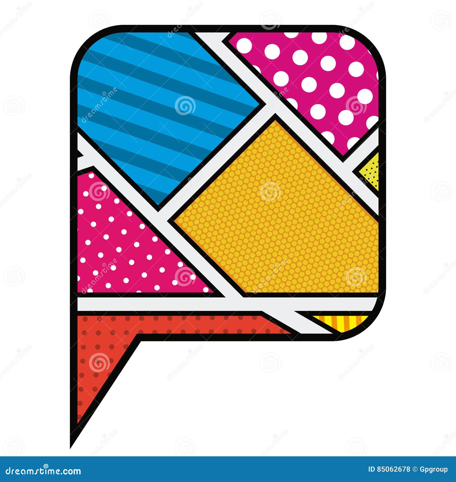 Colorful Rounded Square Callout in Pop Art Stock Vector - Illustration ...