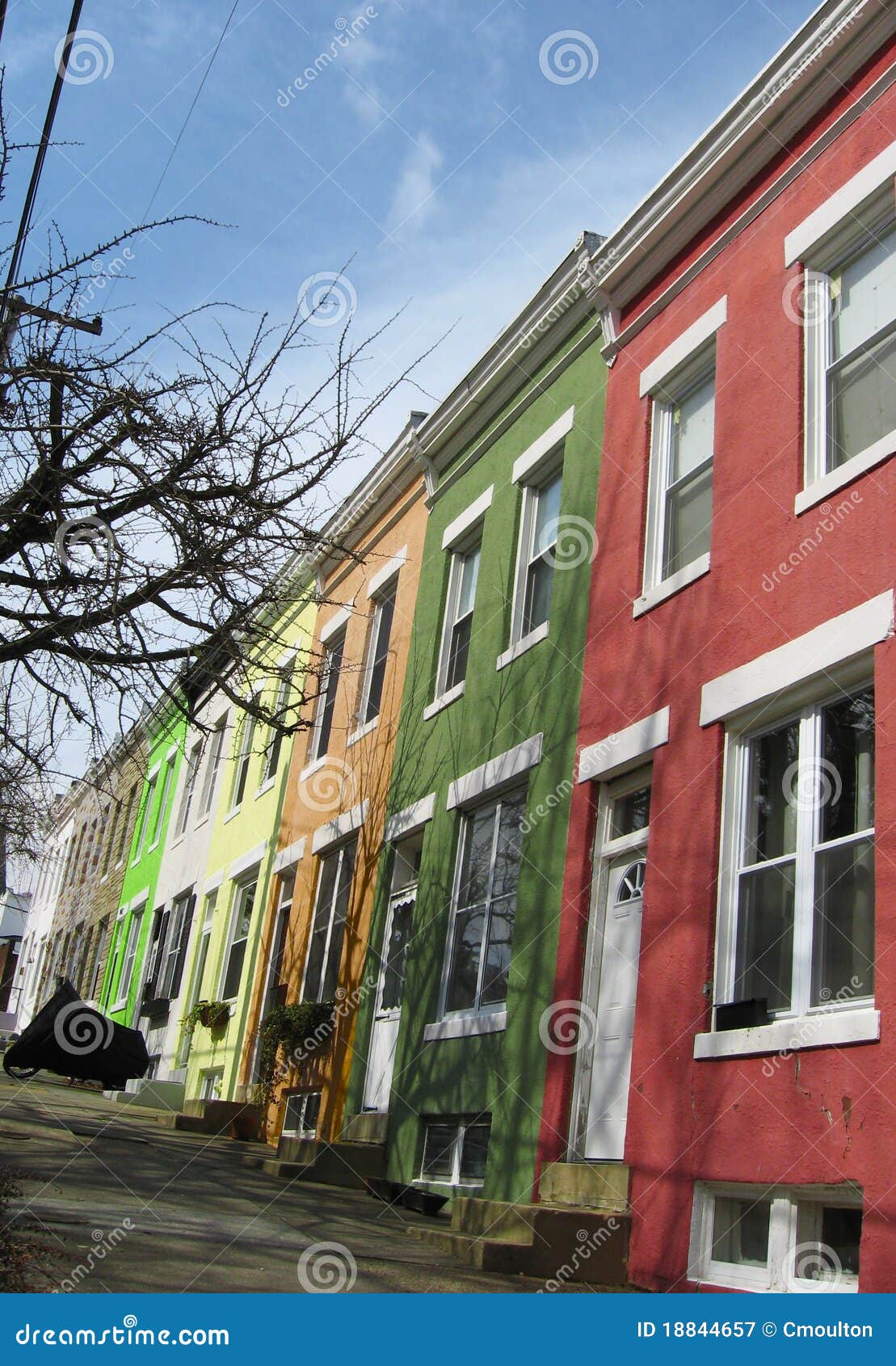 Colorful Row Houses stock image. Image of green, buildings - 18844657