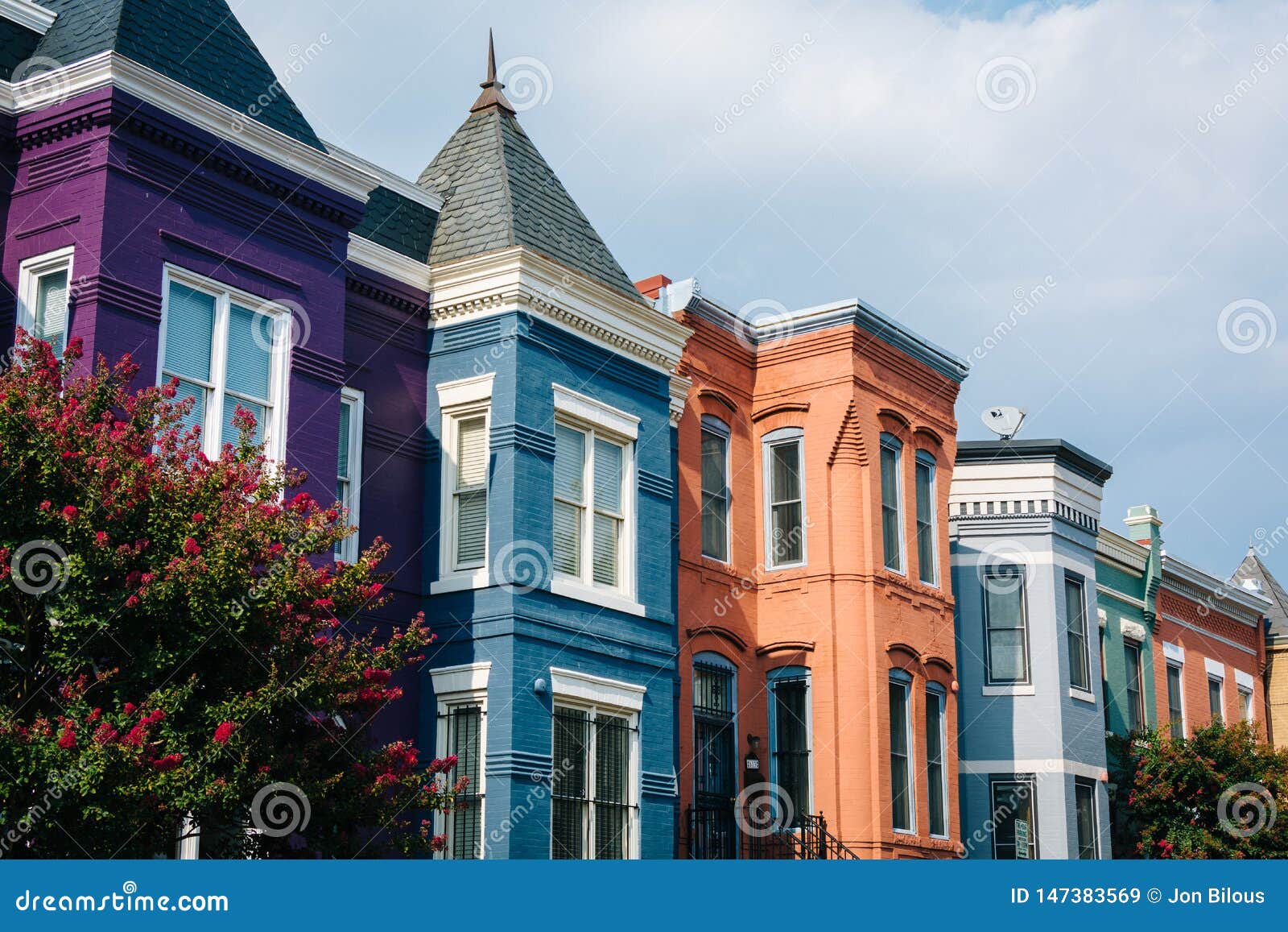 Colorful Rowhouses in Washington, DC Stock Image - Image of color ...
